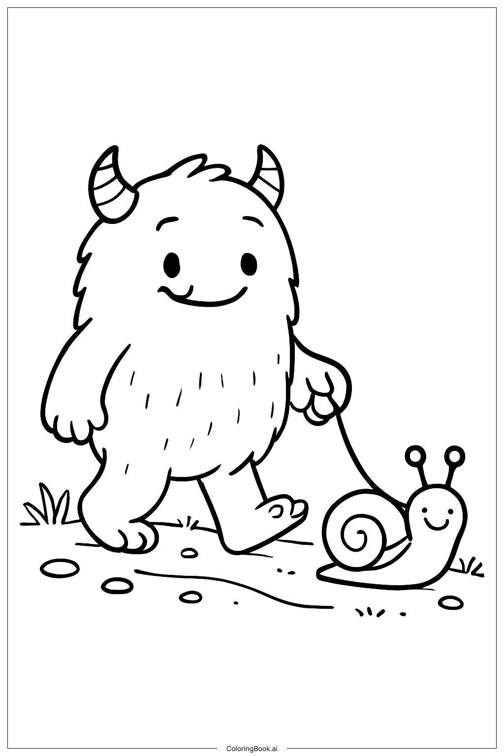 Monster mit Haustierschnecke Ausmalbild (Kostenloses PDF & PNG zum ...