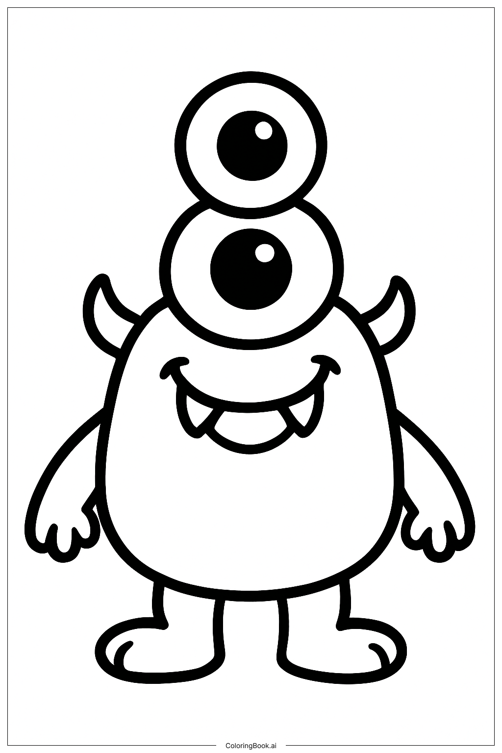 Monster mit drei Augen Ausmalbild (Kostenloses PDF & PNG zum Ausdrucken)