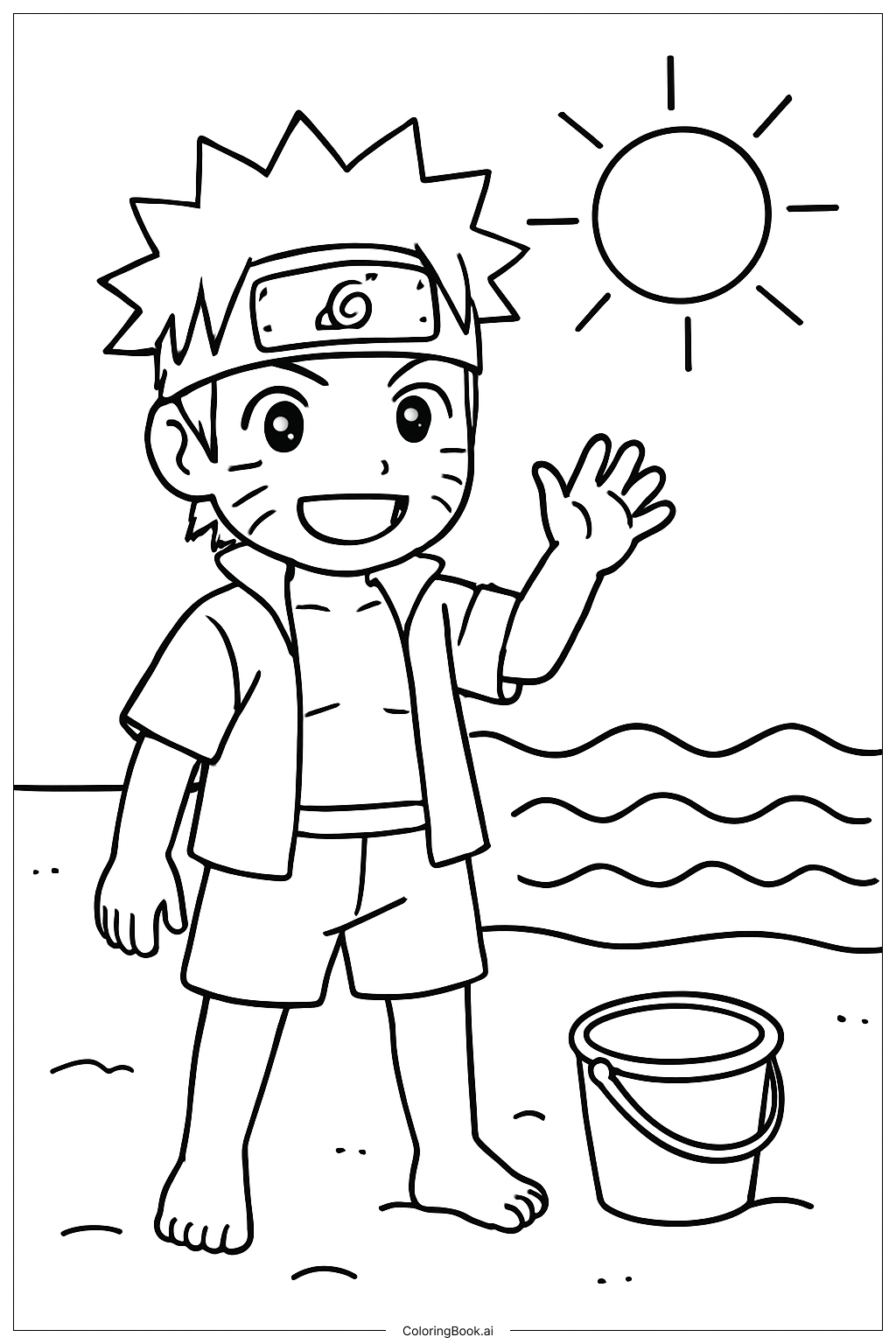 Naruto Strandtag Ausmalbild (Kostenloses PDF & PNG zum Ausdrucken)