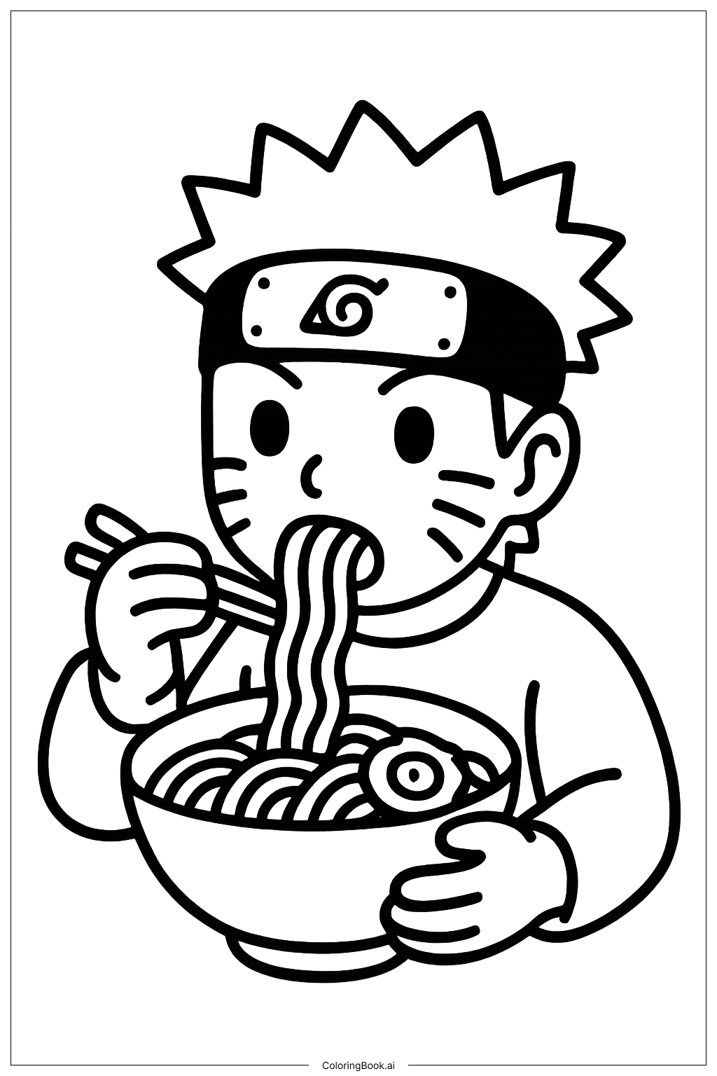 Naruto Eating Ramen Coloring Page (Free PDF&PNG Printable)
