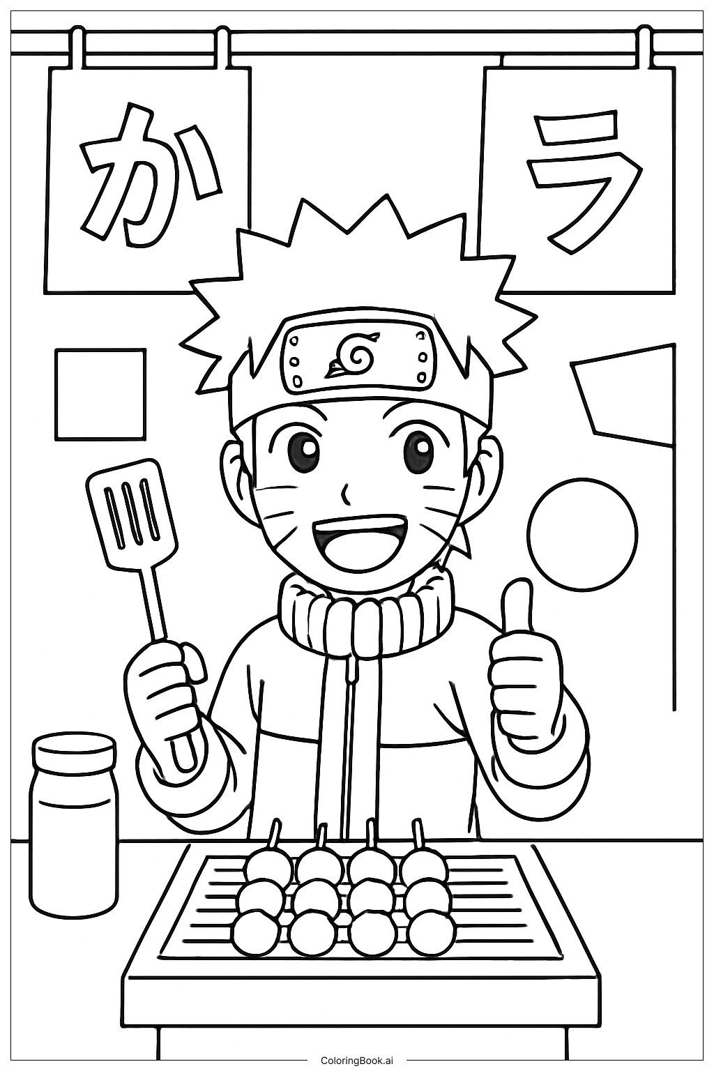 Naruto With Snowman Coloring Page (Free PDF&PNG Printable)