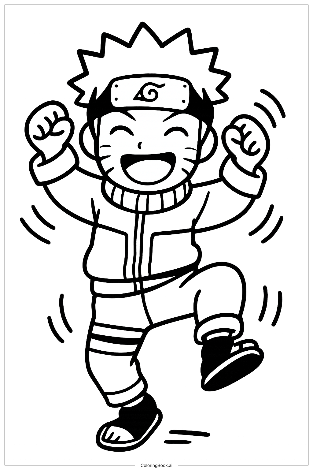 Naruto Happy Dance Coloring Page (Free PDF&PNG Printable)