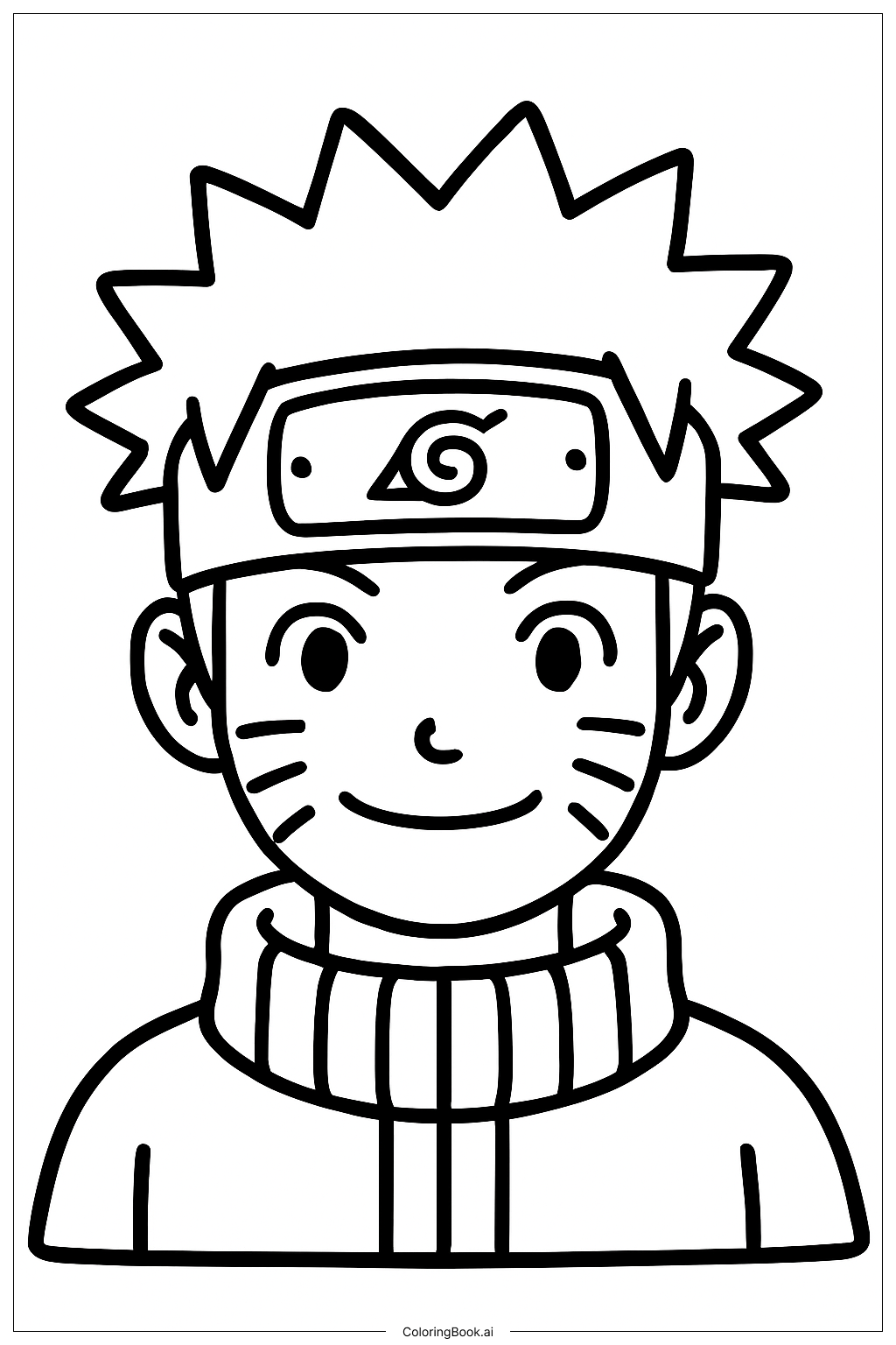Naruto Simple Portrait Coloring Page (Free PDF&PNG Printable)