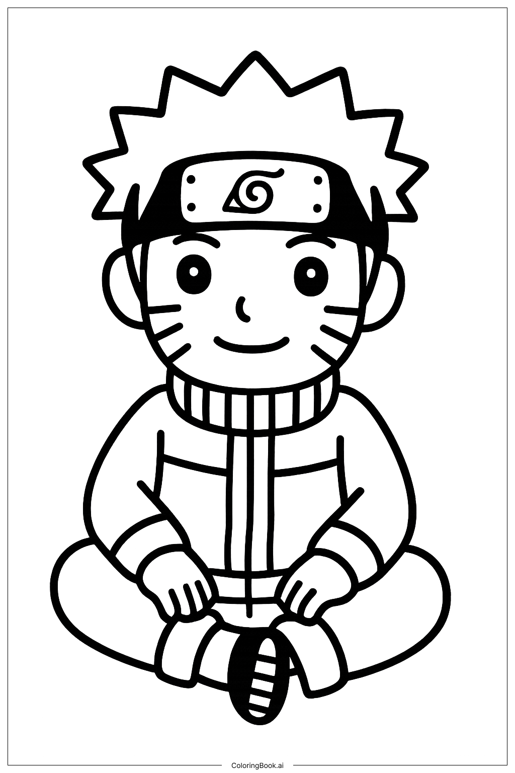 Naruto Sitzpose Ausmalbild (Kostenloses PDF & PNG zum Ausdrucken)