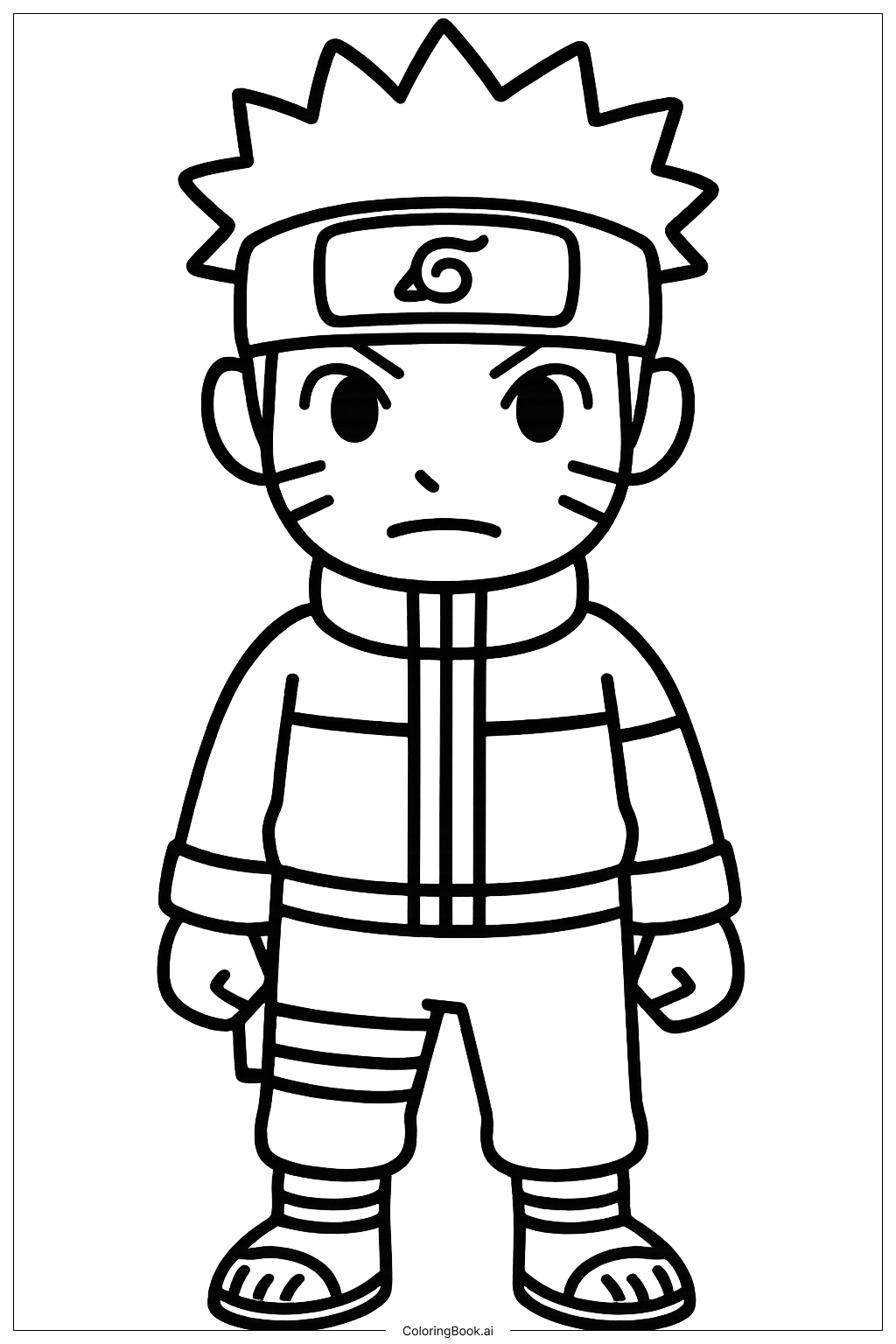 Naruto Steht Aufrecht Ausmalbild (Kostenloses PDF & PNG zum Ausdrucken)