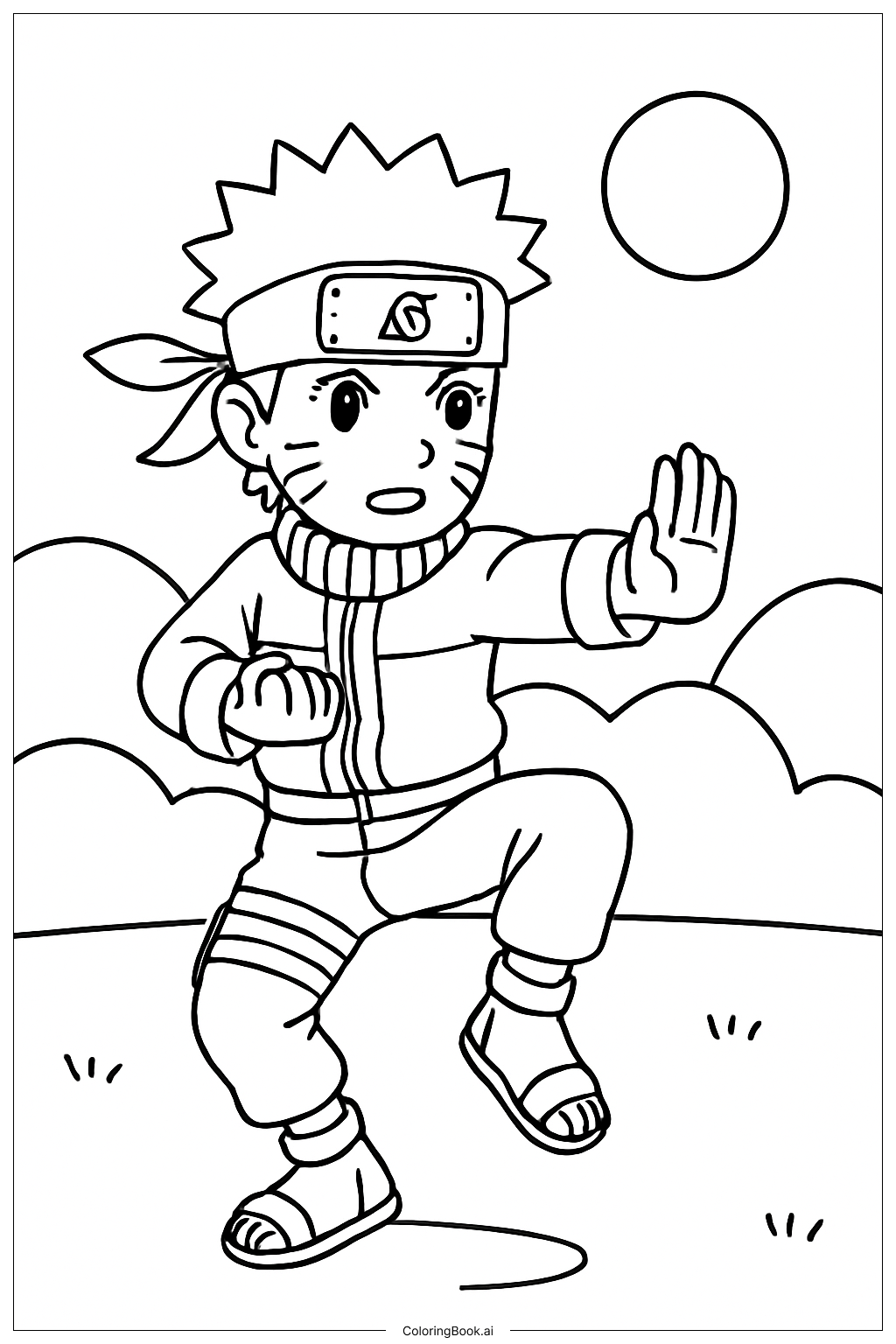 Naruto Trainingsszene Ausmalbild (Kostenloses PDF & PNG zum Ausdrucken)