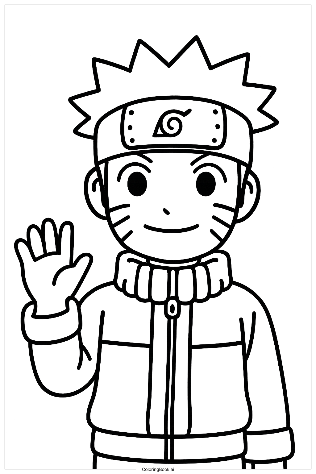 Naruto Waving Hand Coloring Page (Free PDF&PNG Printable)