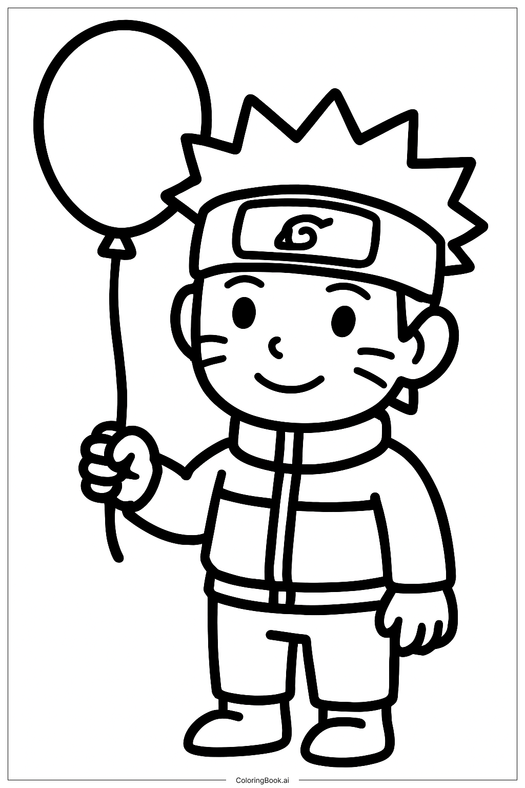 Naruto mit Ballon Ausmalbild (Kostenloses PDF & PNG zum Ausdrucken)