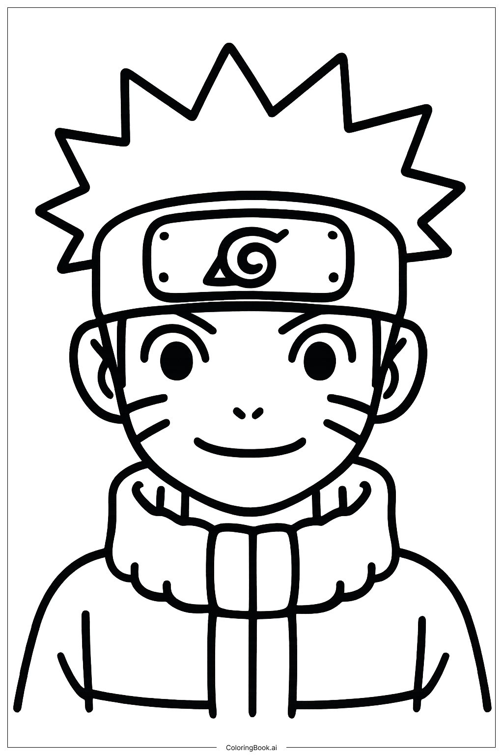 Naruto mit Stirnband Ausmalbild (Kostenloses PDF & PNG zum Ausdrucken)