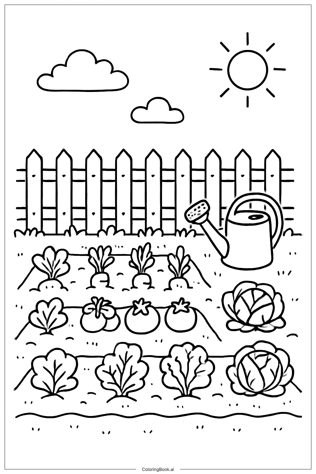 Nature Garden Patch Coloring Page (Free PDF&PNG Printable)