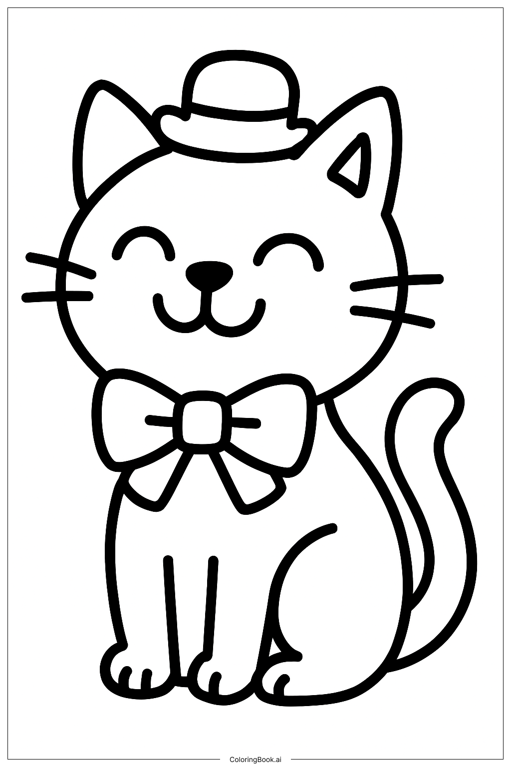 Page de coloriage Chat Festif du Réveillon du Nouvel An (PDF & PNG ...