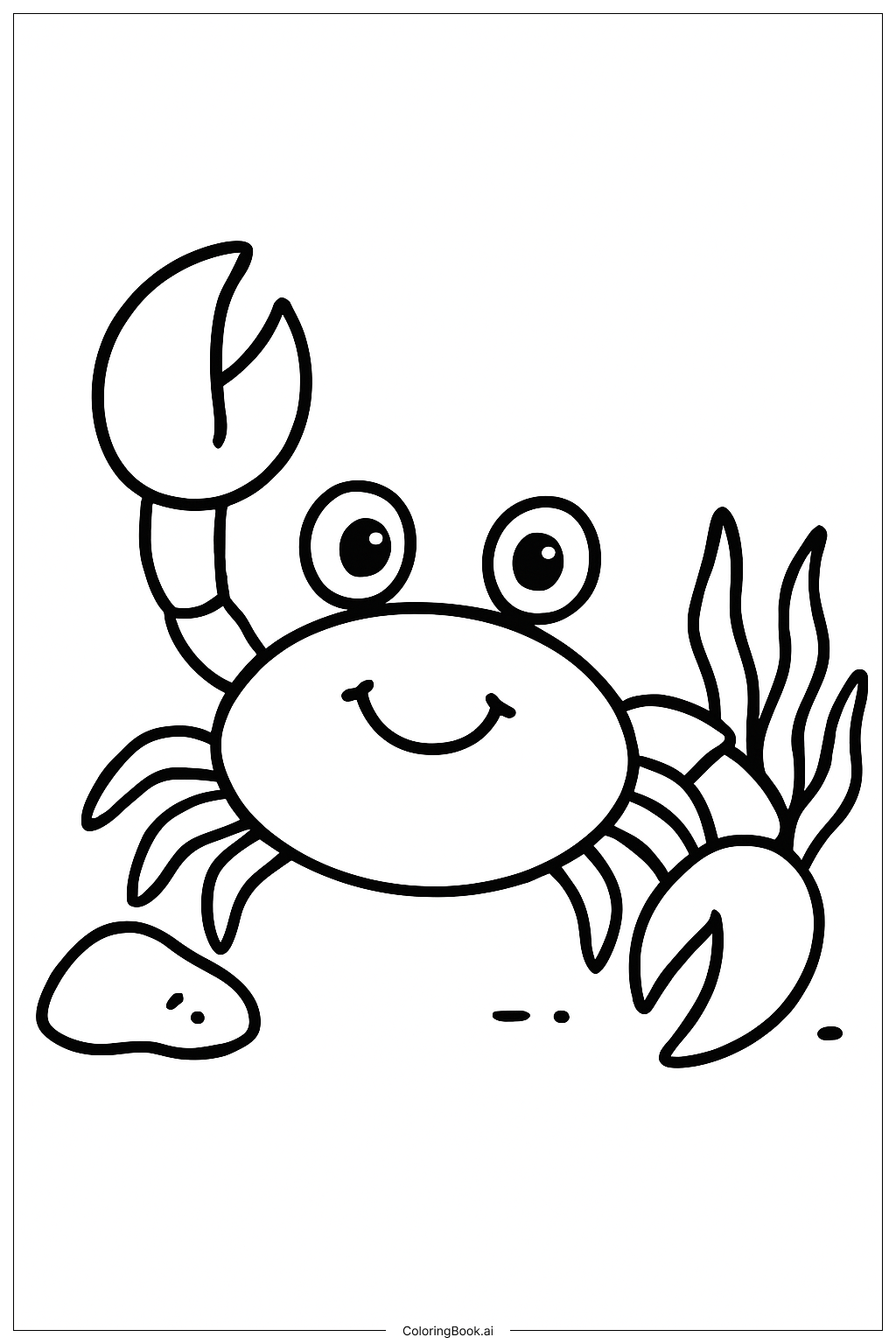 Ocean Animals Curious Crab Coloring Page (Free PDF&PNG Printable)