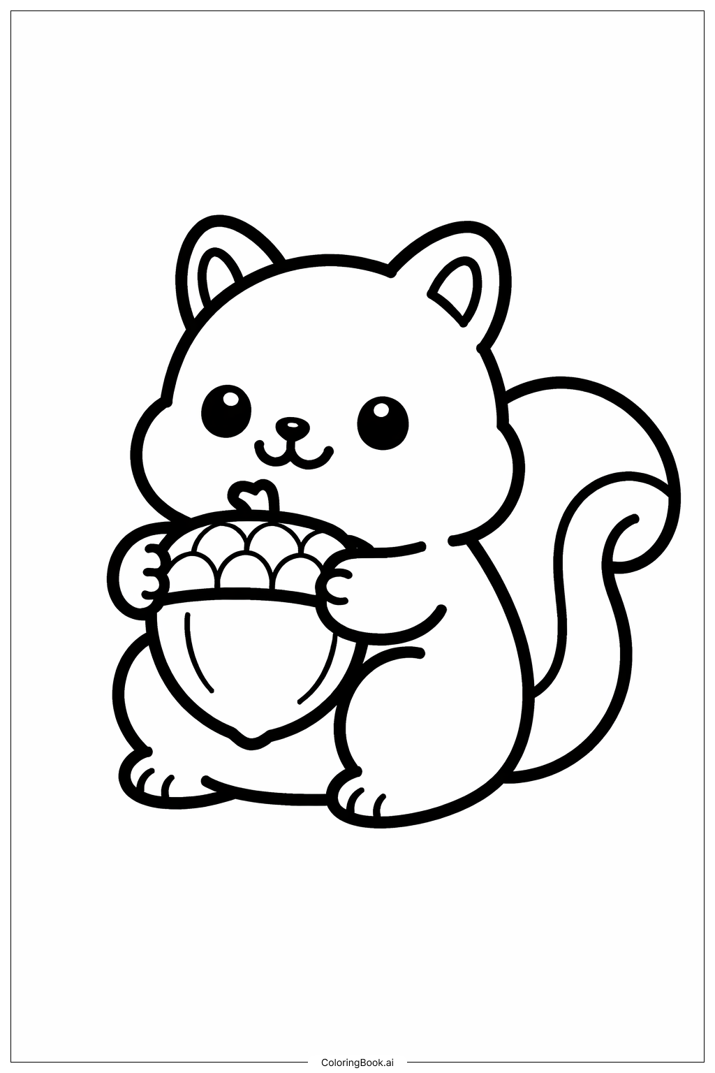 호두를 든 10월 다람쥐 색칠하기 페이지 (무료 PDF&PNG 인쇄 가능)
