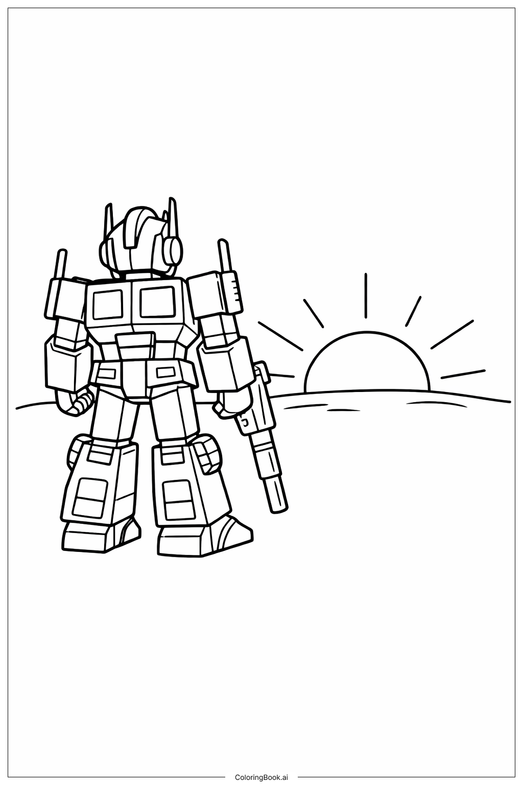 Optimus Prime im Angesicht des Sonnenuntergangs Ausmalbild (Kostenloses ...