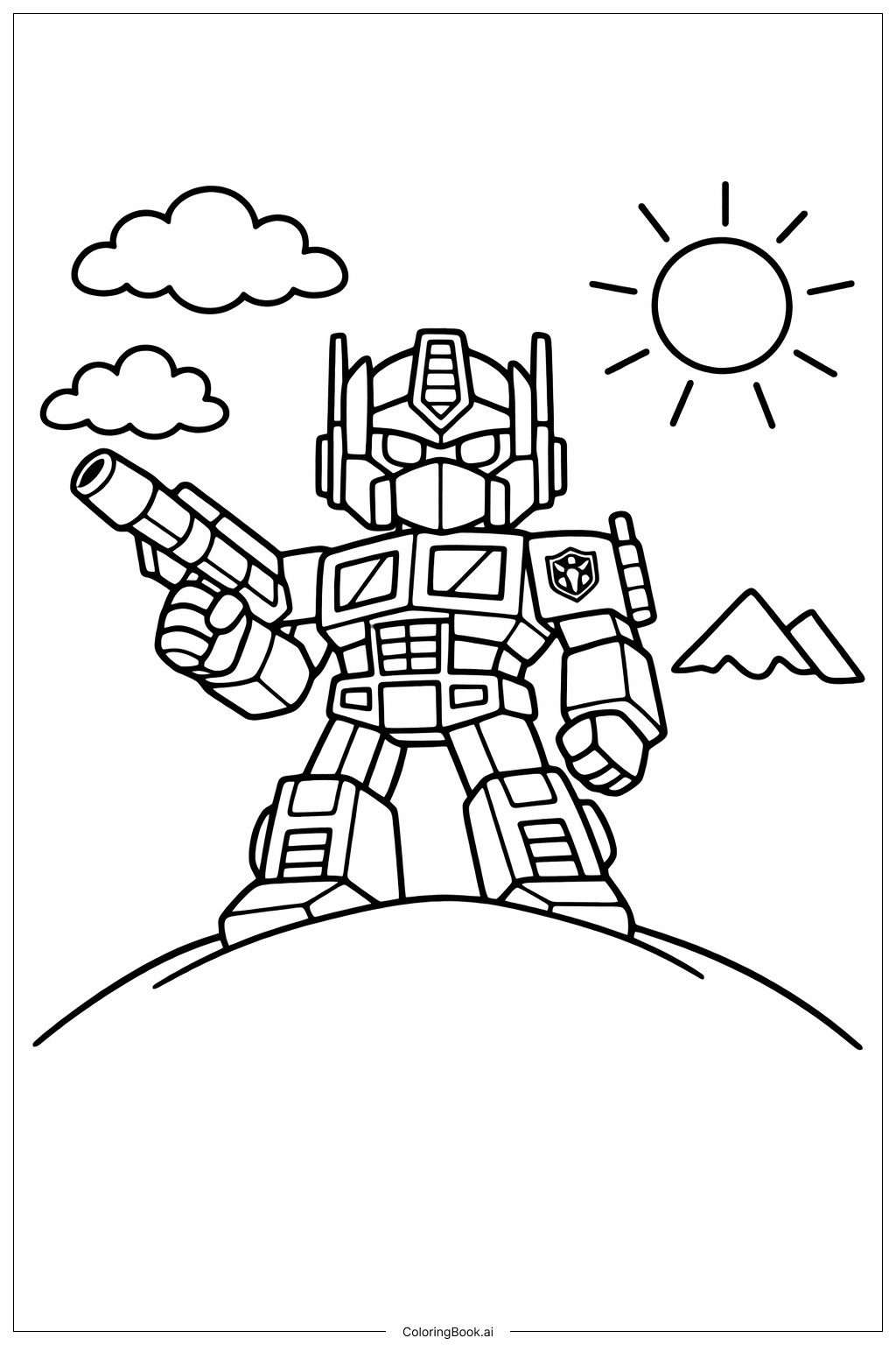 Optimus Prime auf dem Hügel Ausmalbild (Kostenloses PDF & PNG zum ...