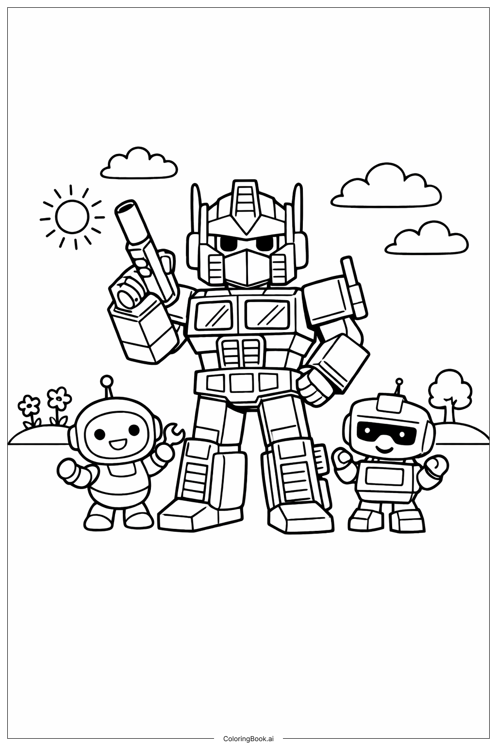 Optimus Prime Simple Face Closeup Coloring Page (Free PDF&PNG Printable)