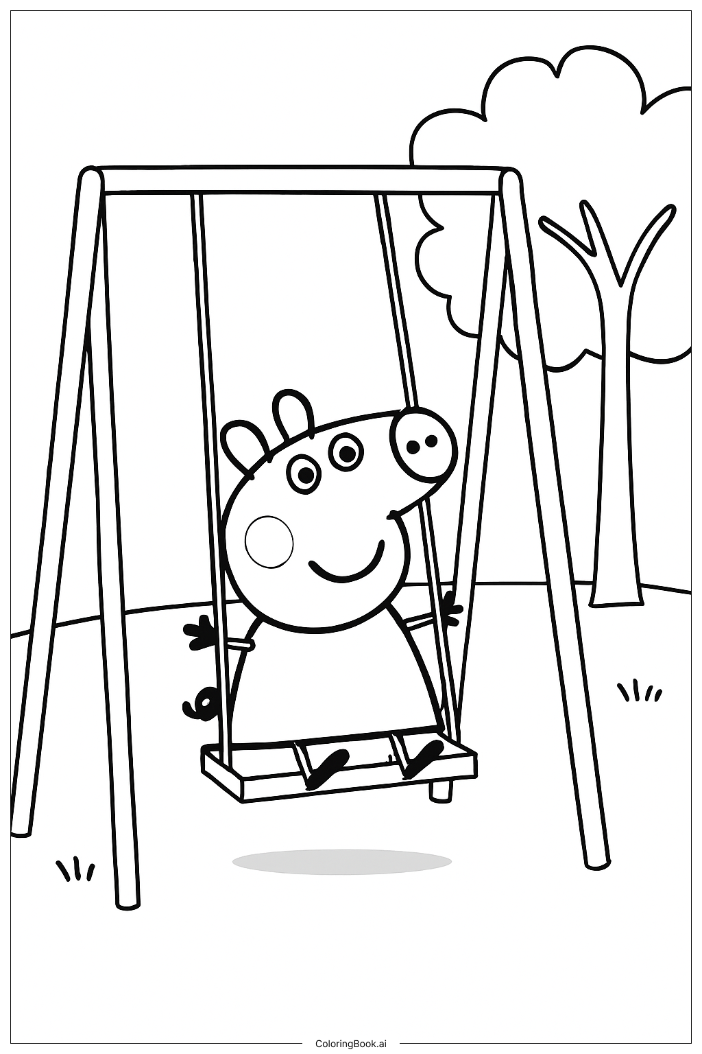 Peppa Pig On Swing Set Coloring Page (Free PDF&PNG Printable)