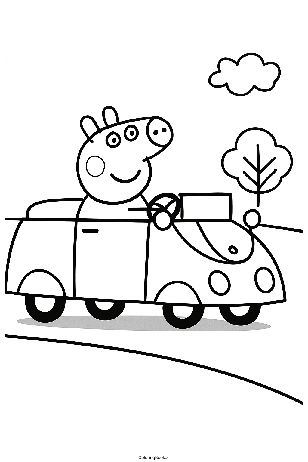Peppa Pig At The Pond Coloring Page (Free PDF&PNG Printable)