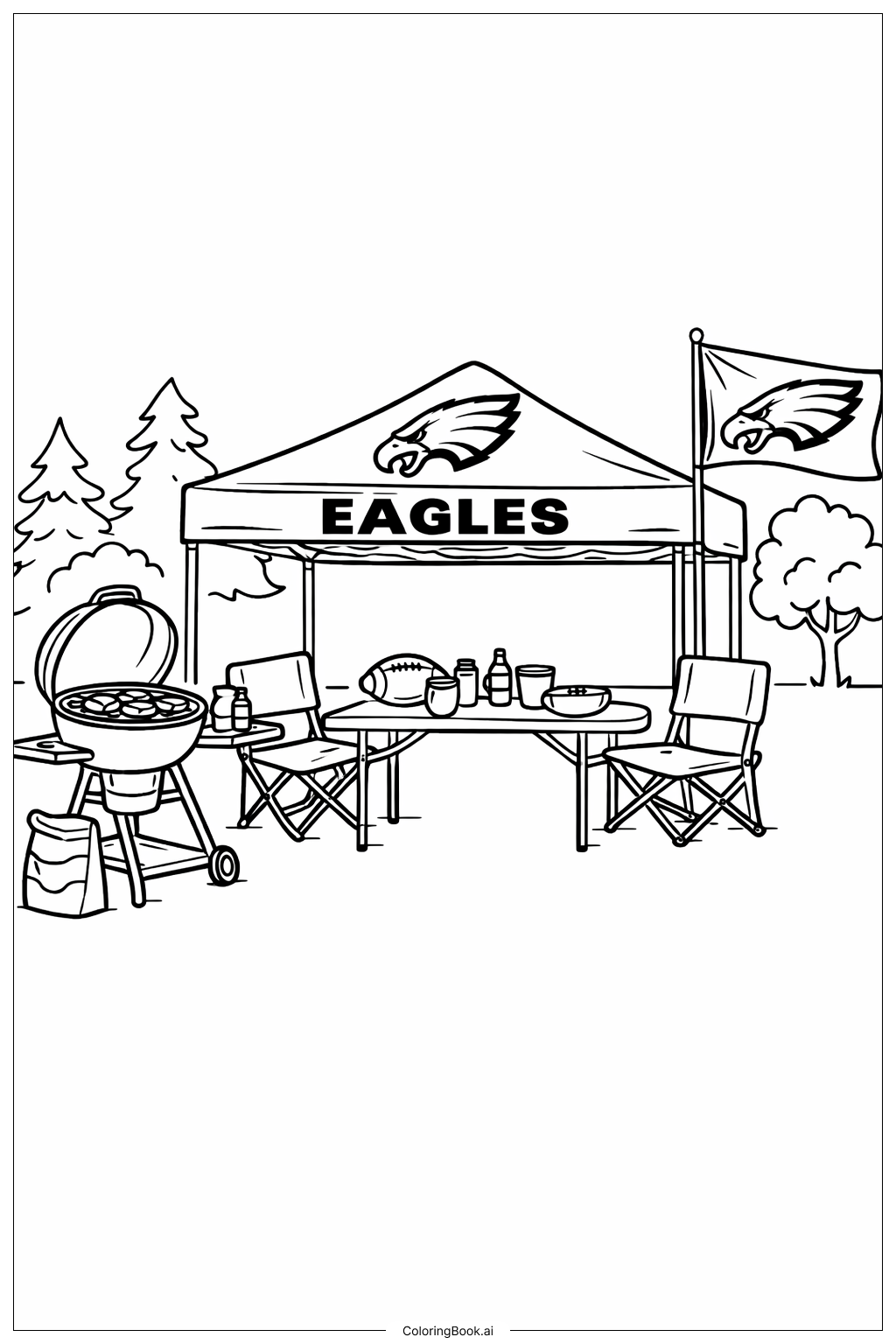 Philadelphia Eagles Fan Tailgate Coloring Page (Free PDF&PNG Printable)