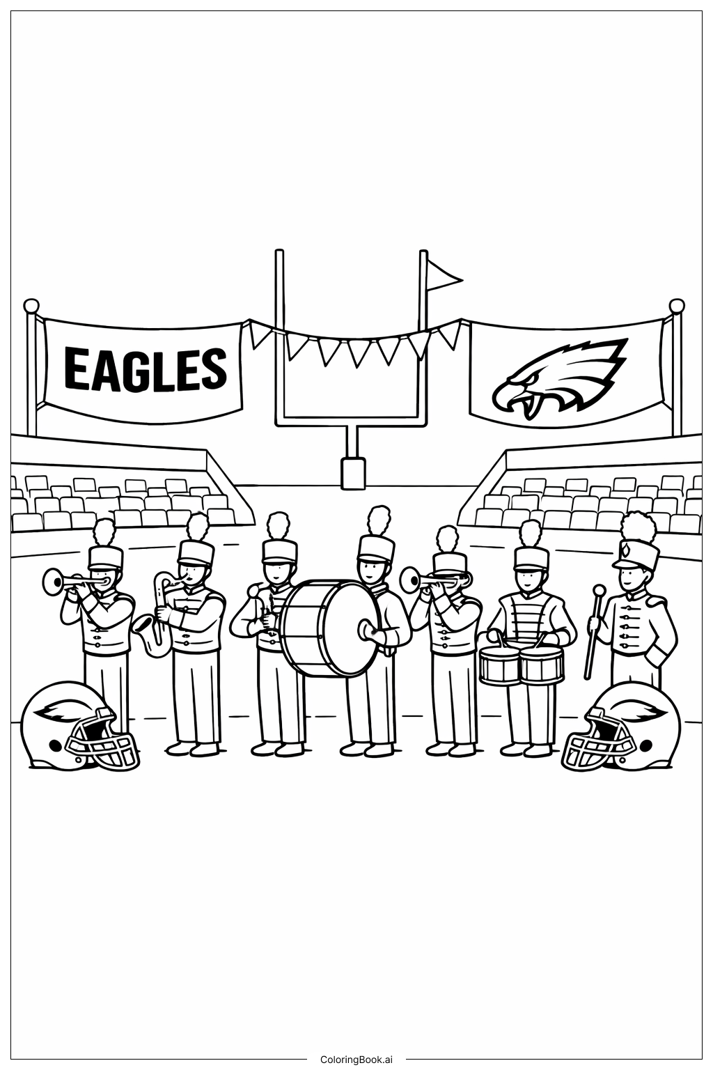 Philadelphia Eagles Halftime Band Coloring Page (Free PDF&PNG Printable)