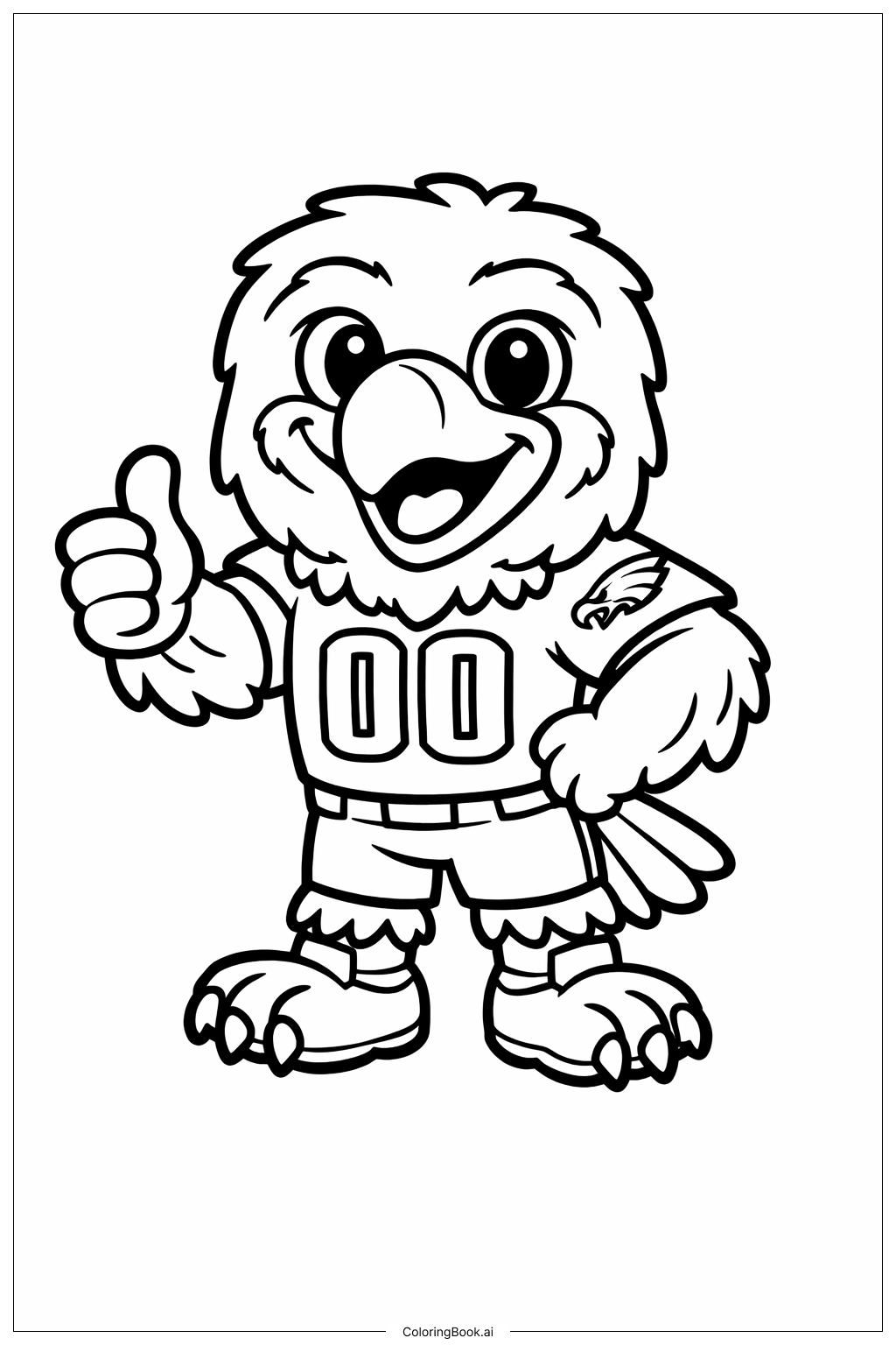 Philadelphia Eagles Mascot Cartoon Coloring Page (Free PDF&PNG Printable)