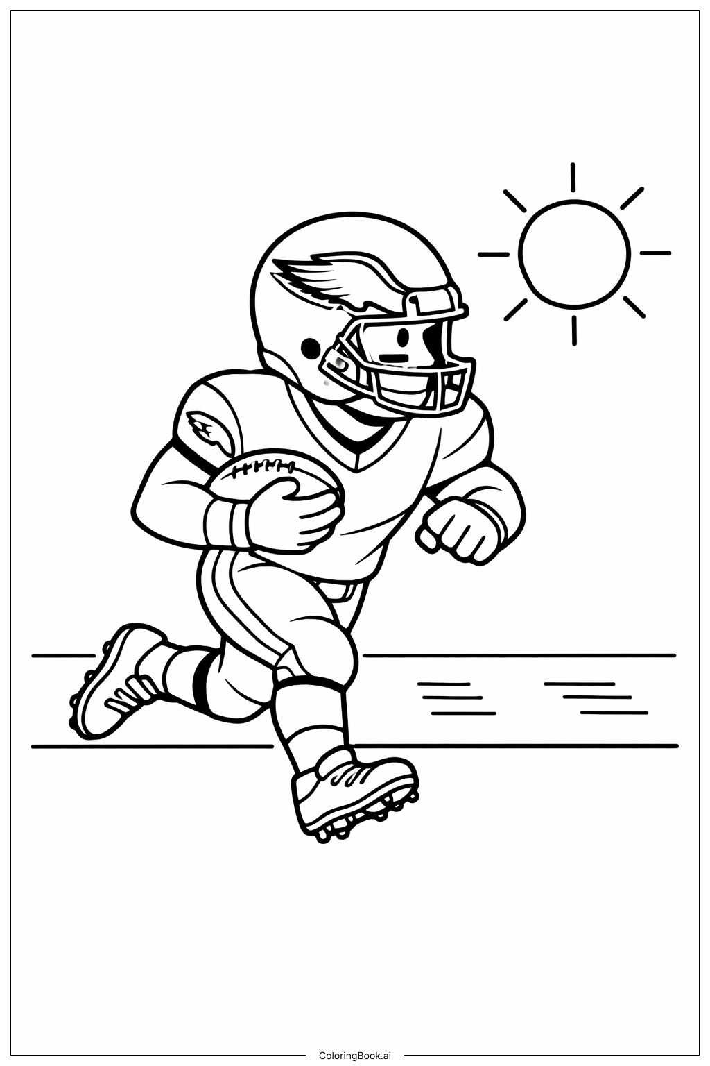 Philadelphia Eagles Player Running Coloring Page (Free PDF&PNG Printable)