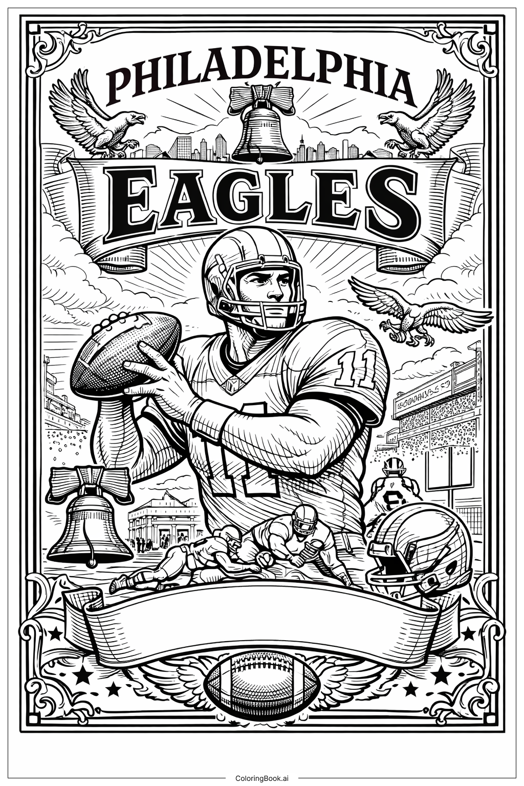 Philadelphia Eagles Vintage Poster Art Coloring Page (Free PDF&PNG ...