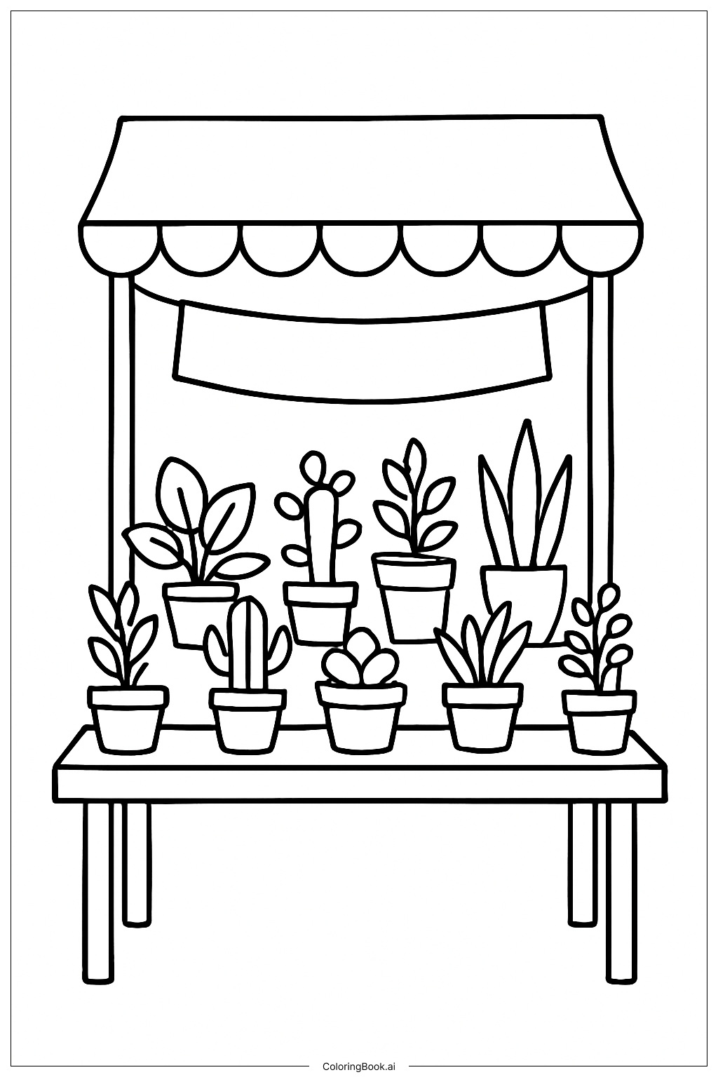 Página de Colorir Banca de Mercado de Plantas (PDF & PNG Imprimíveis ...