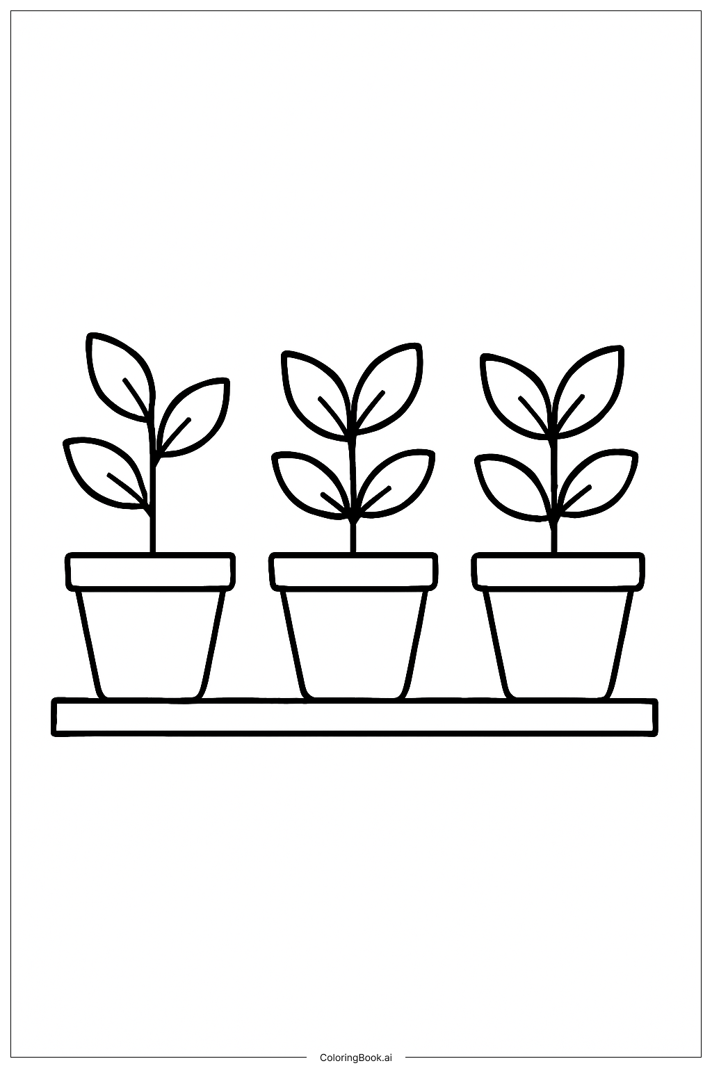 Plant with Pots Row Coloring Page (Free PDF&PNG Printable)