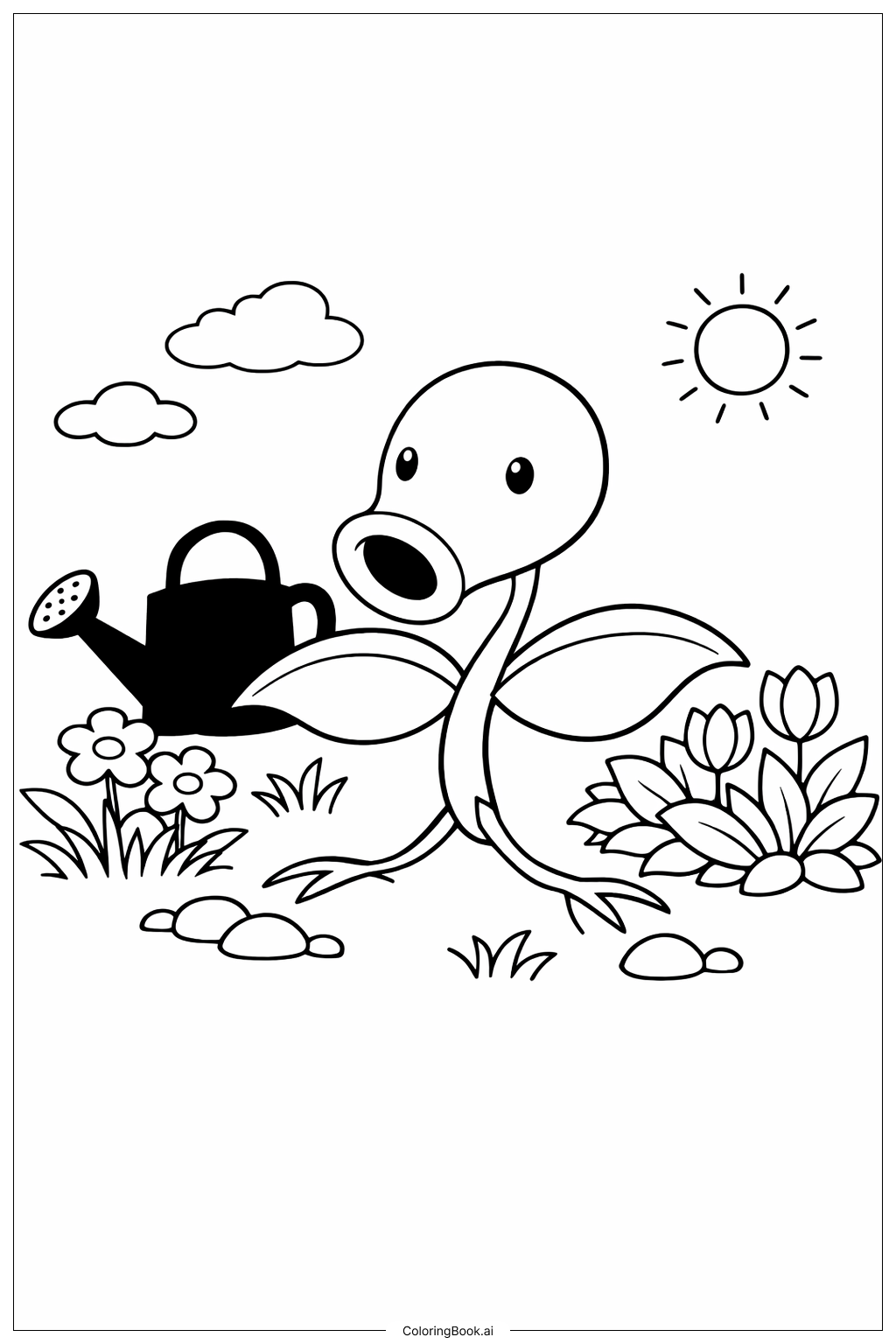 Página de Colorir Bellsprout do Pokémon no Jardim (PDF & PNG ...
