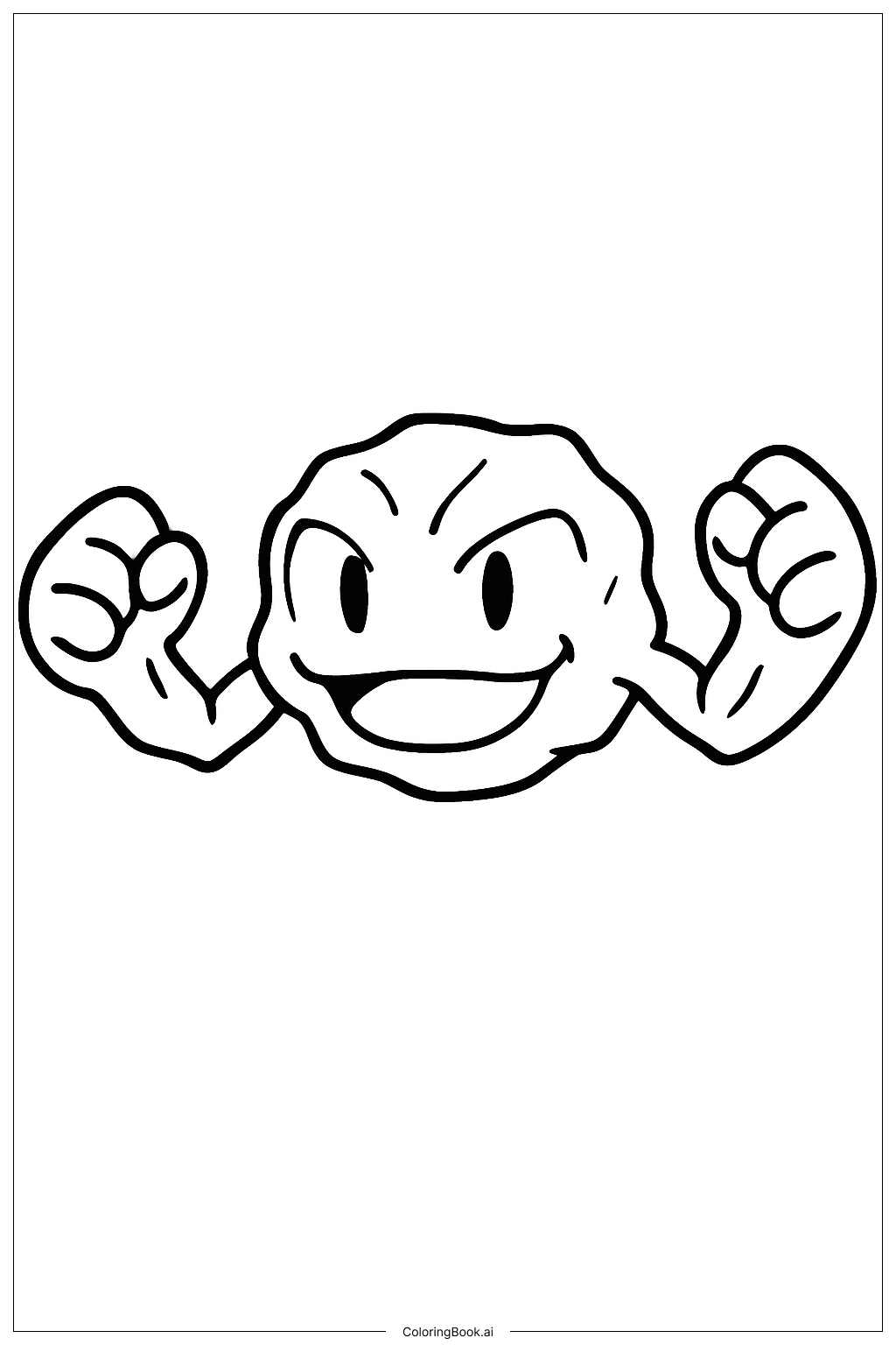 Página de Colorir Pokemon Geodude Sorridente (PDF & PNG Imprimíveis Grátis)