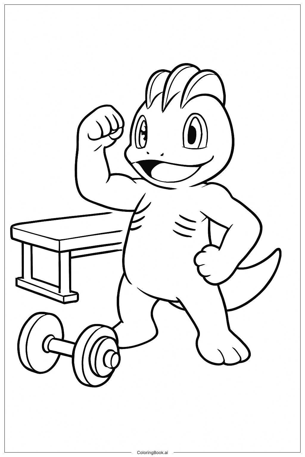 Pokemon Machop At Gym Coloring Page (Free PDF&PNG Printable)