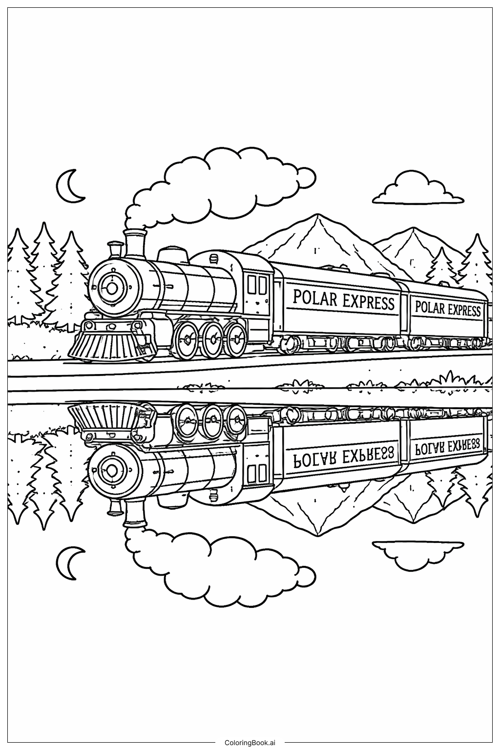 Polar Express See-Spiegelung Ausmalbild (Kostenloses PDF & PNG zum ...