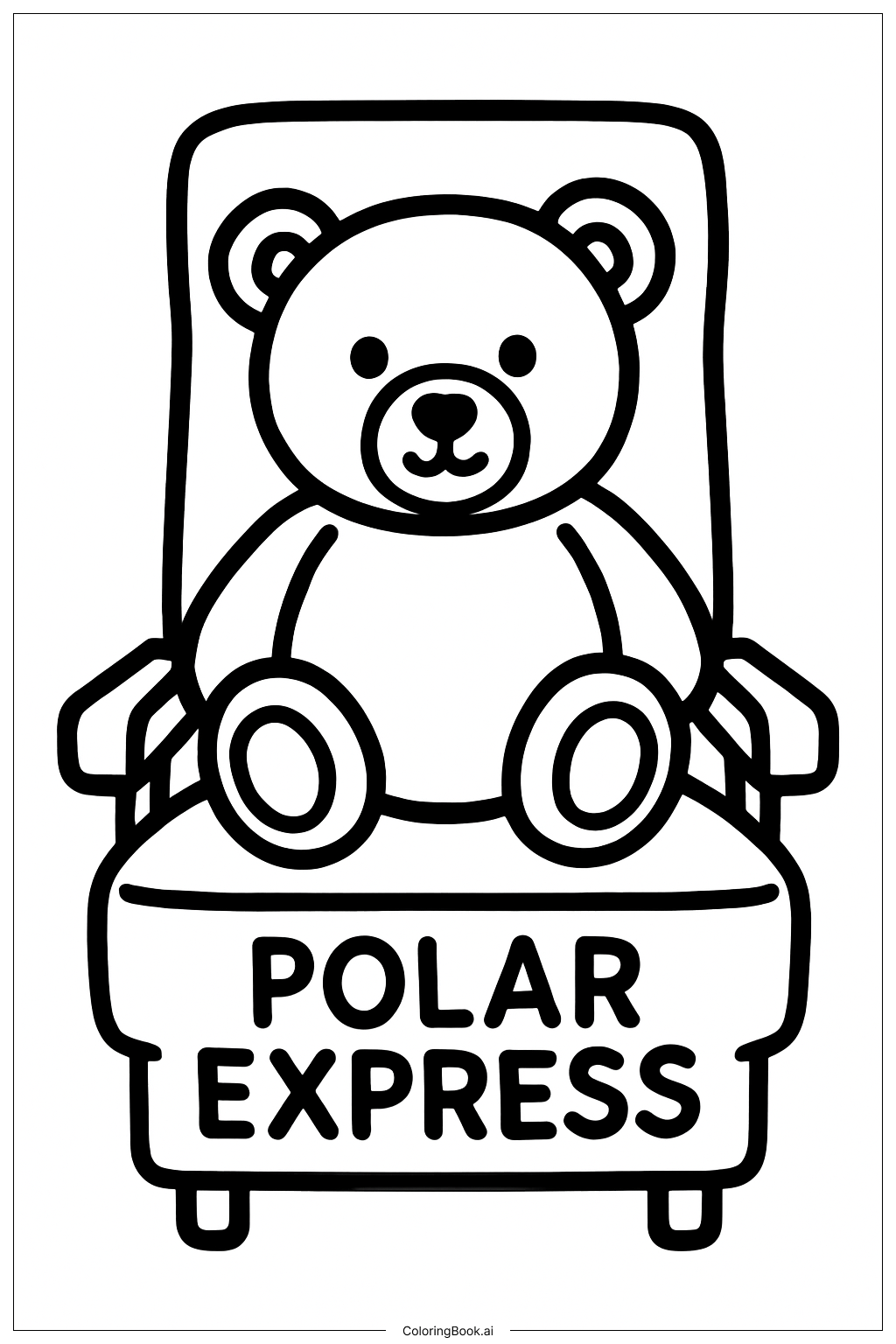 Polar Express Teddy Bear Coloring Page (Free PDF&PNG Printable)