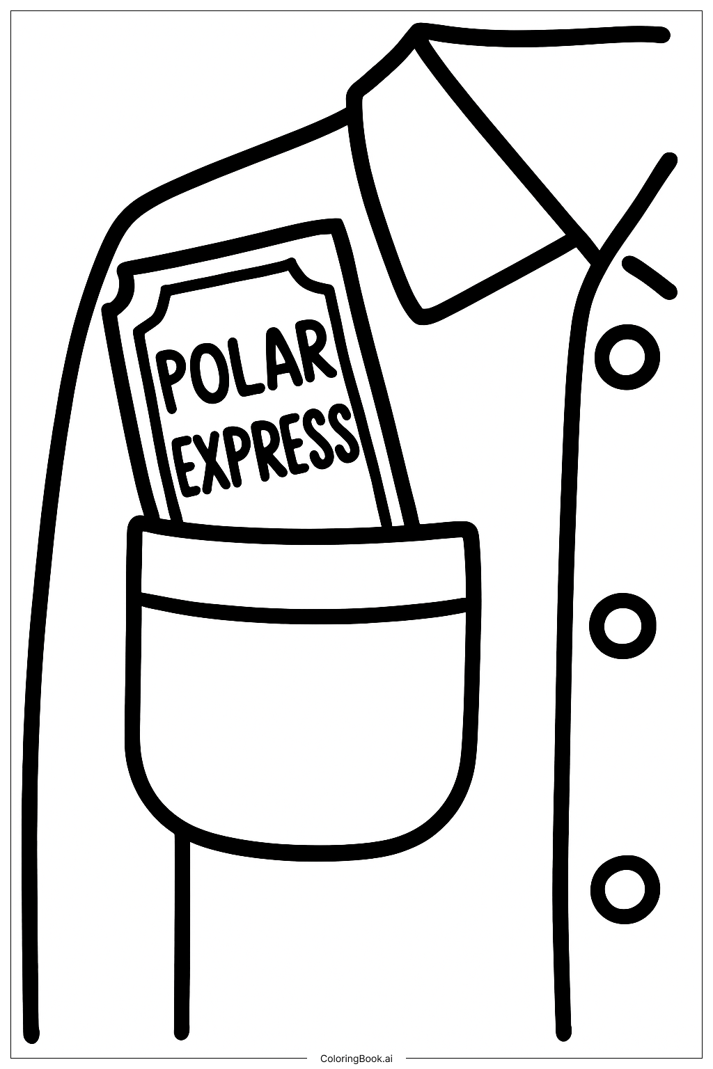 Página de Colorir Bolso do Bilhete do Expresso Polar (PDF & PNG ...