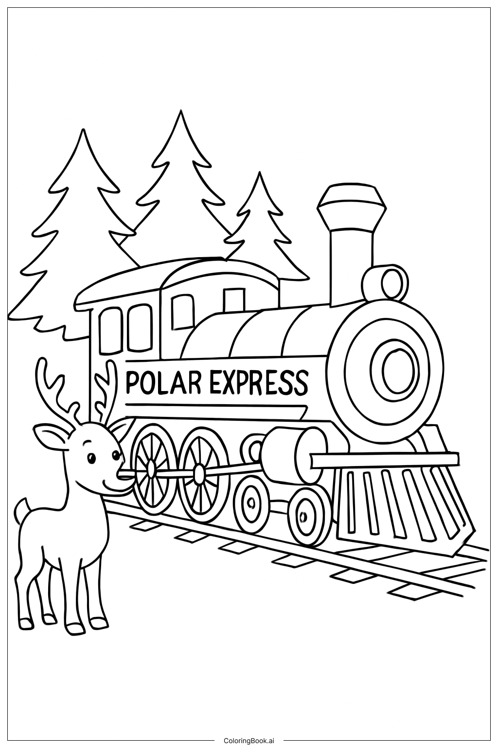Polar Express Zug und Rentier Ausmalbild (Kostenloses PDF & PNG zum ...
