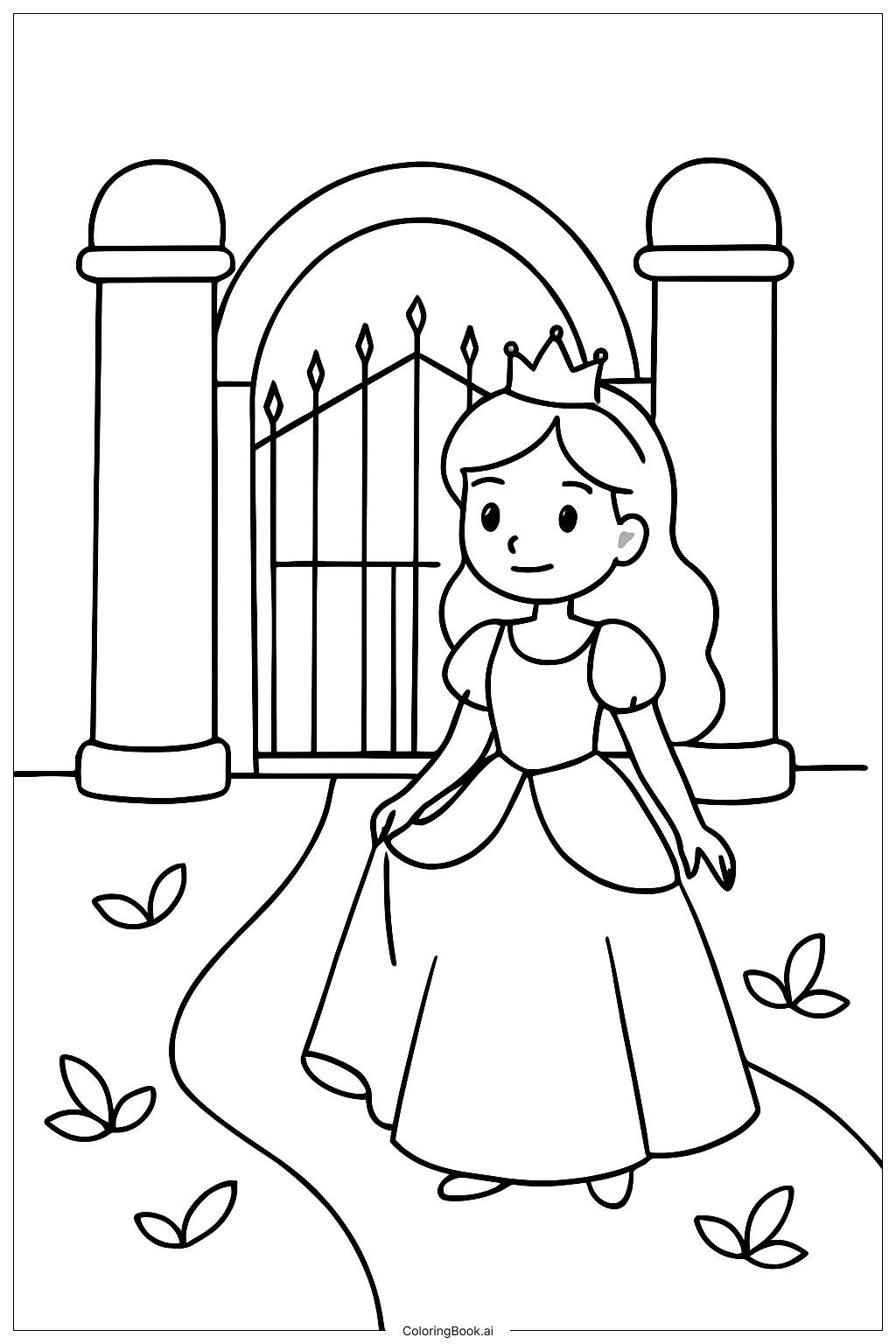 Princess In Tiara Coloring Page (Free PDF&PNG Printable)