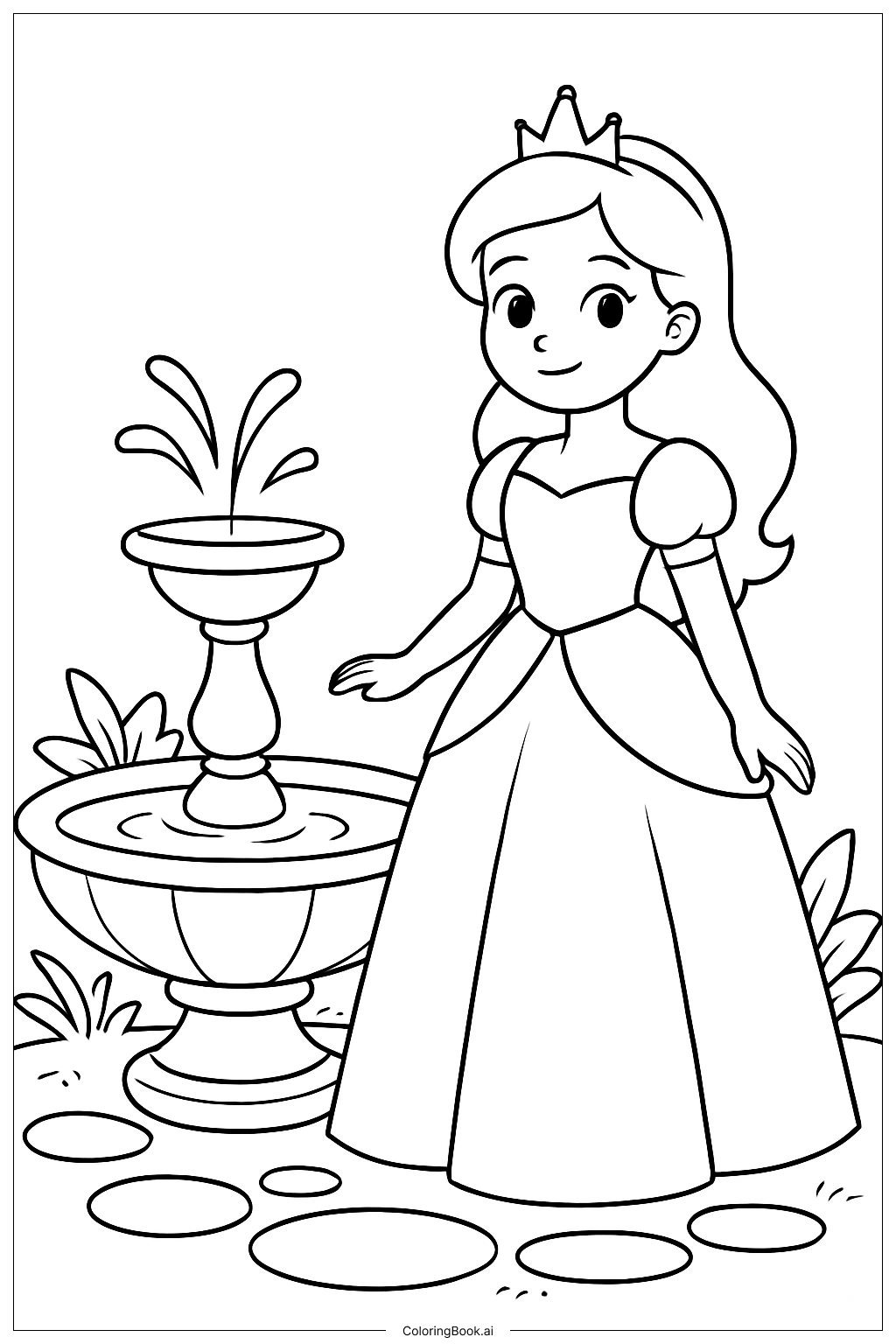 Smiling Princess Coloring Page (Free PDF&PNG Printable)