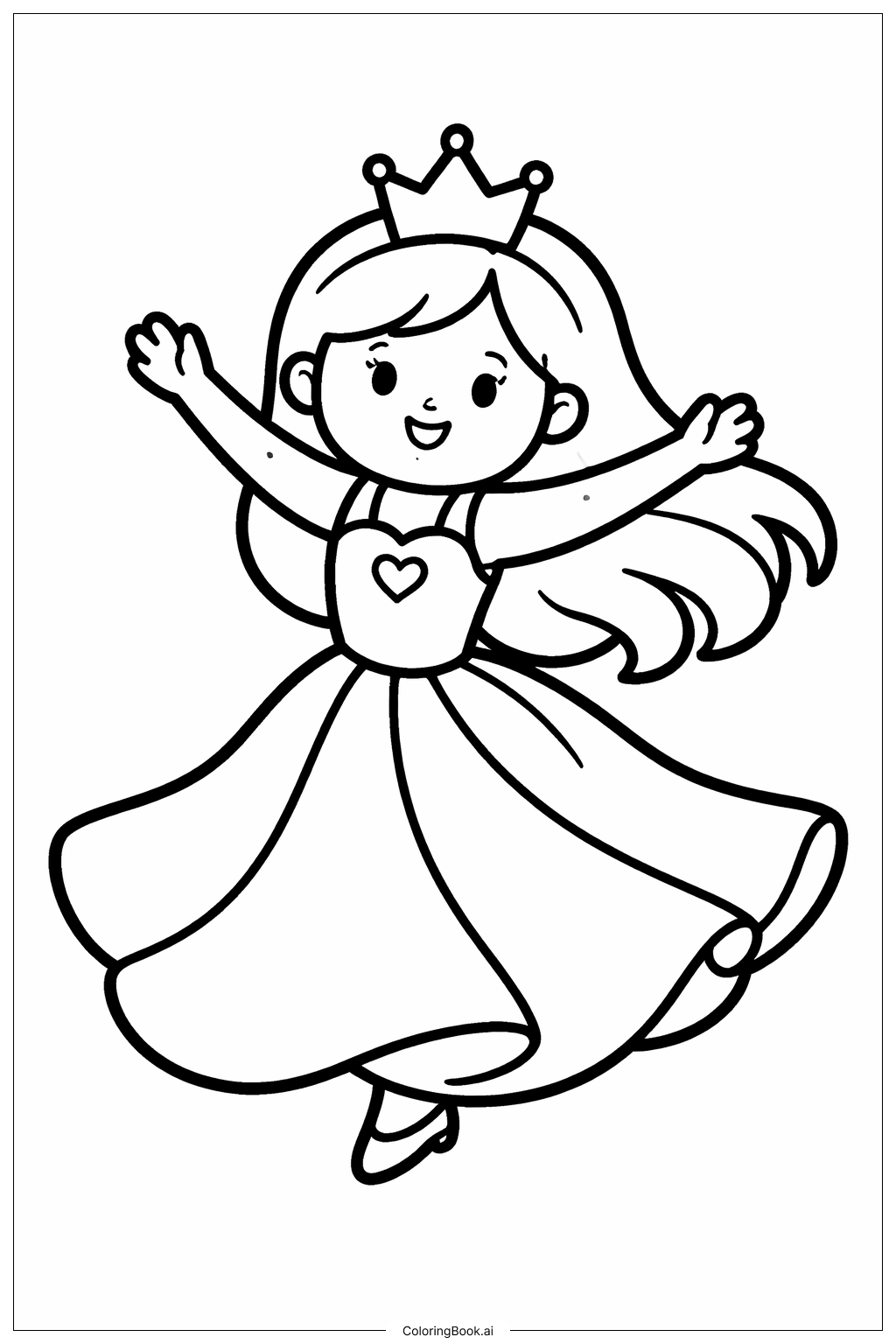 Princess Dancing Coloring Page (Free PDF&PNG Printable)