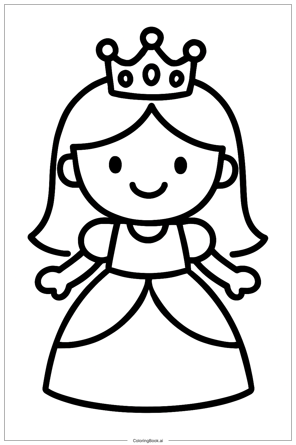 Princess In Tiara Coloring Page (Free PDF&PNG Printable)