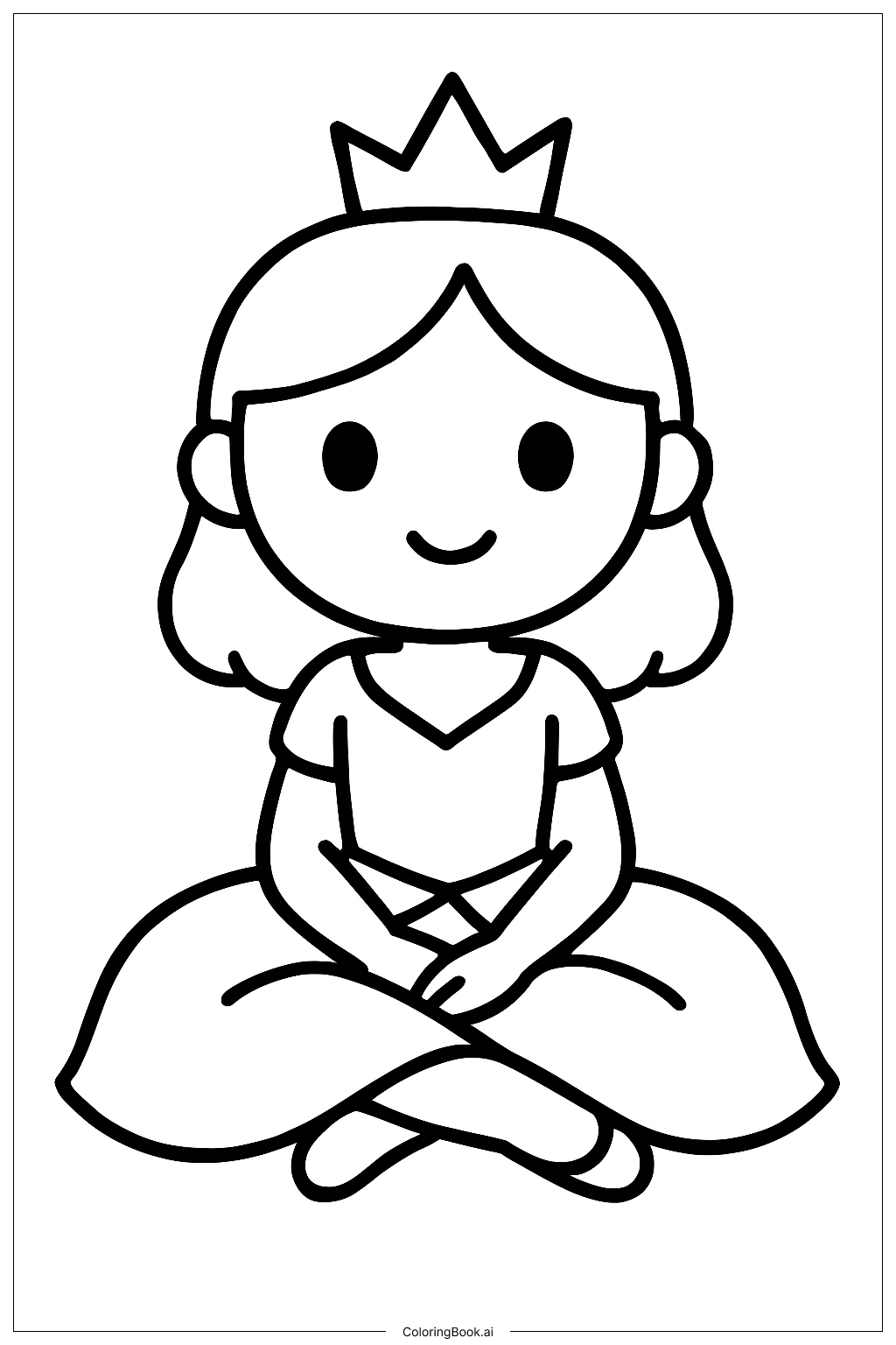 Princess Sitting Coloring Page (Free PDF&PNG Printable)