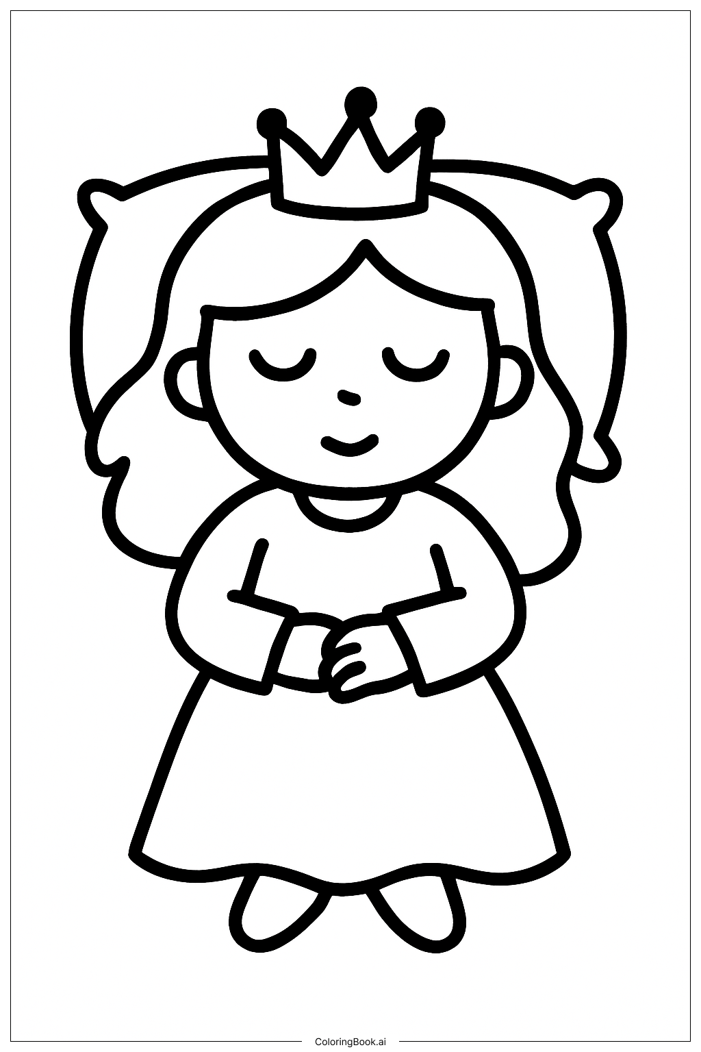 Princess Sleeping Coloring Page (Free PDF&PNG Printable)