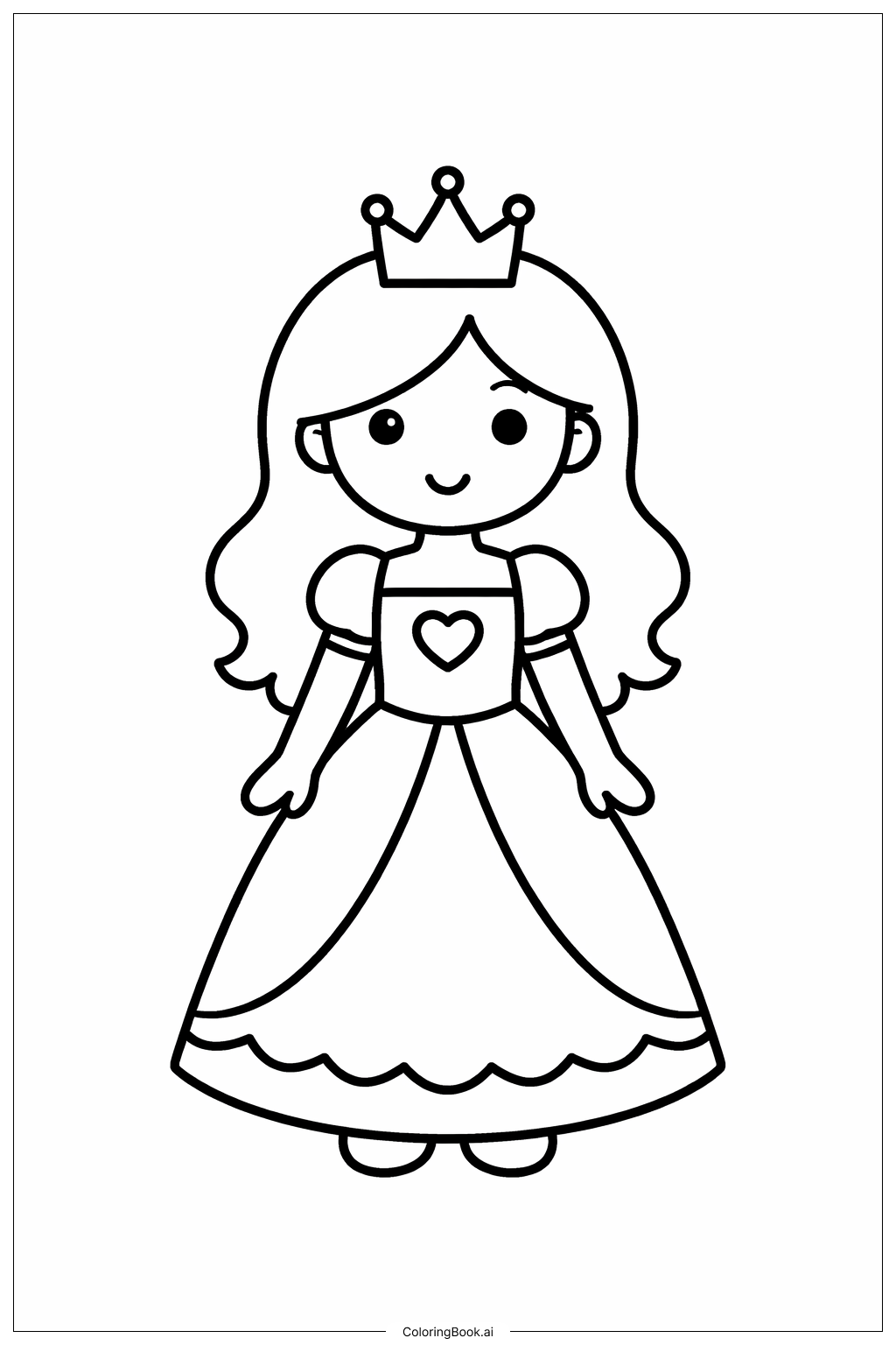 Princess Standing Coloring Page (Free PDF&PNG Printable)