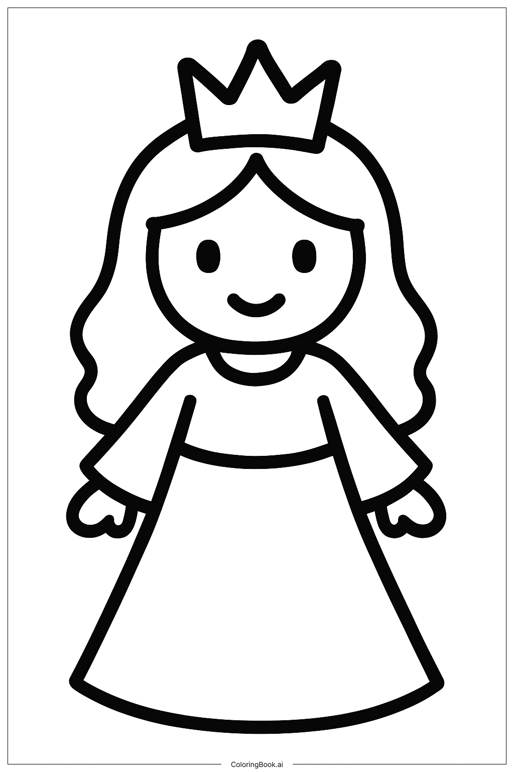 Princess With Crown Coloring Page (Free PDF&PNG Printable)