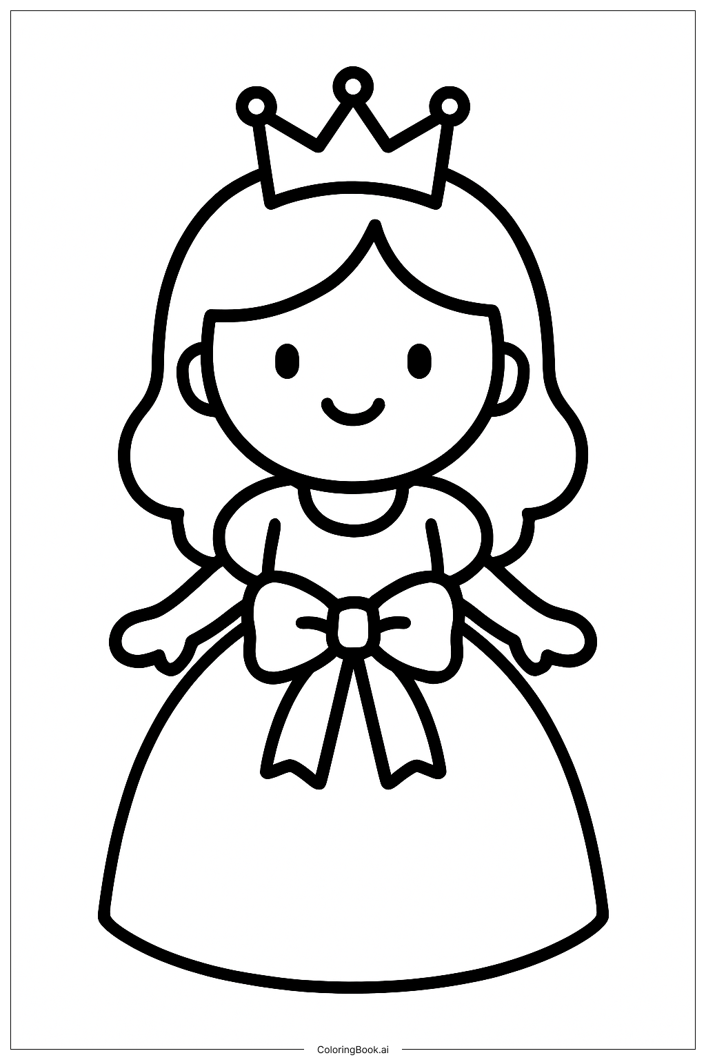Princess With Ribbon Coloring Page (Free PDF&PNG Printable)