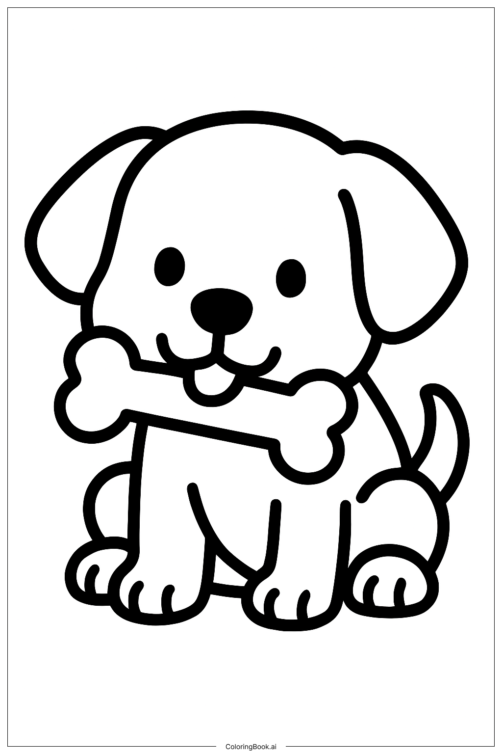 Puppy Dog Chewing Toy Coloring Page (Free PDF&PNG Printable)