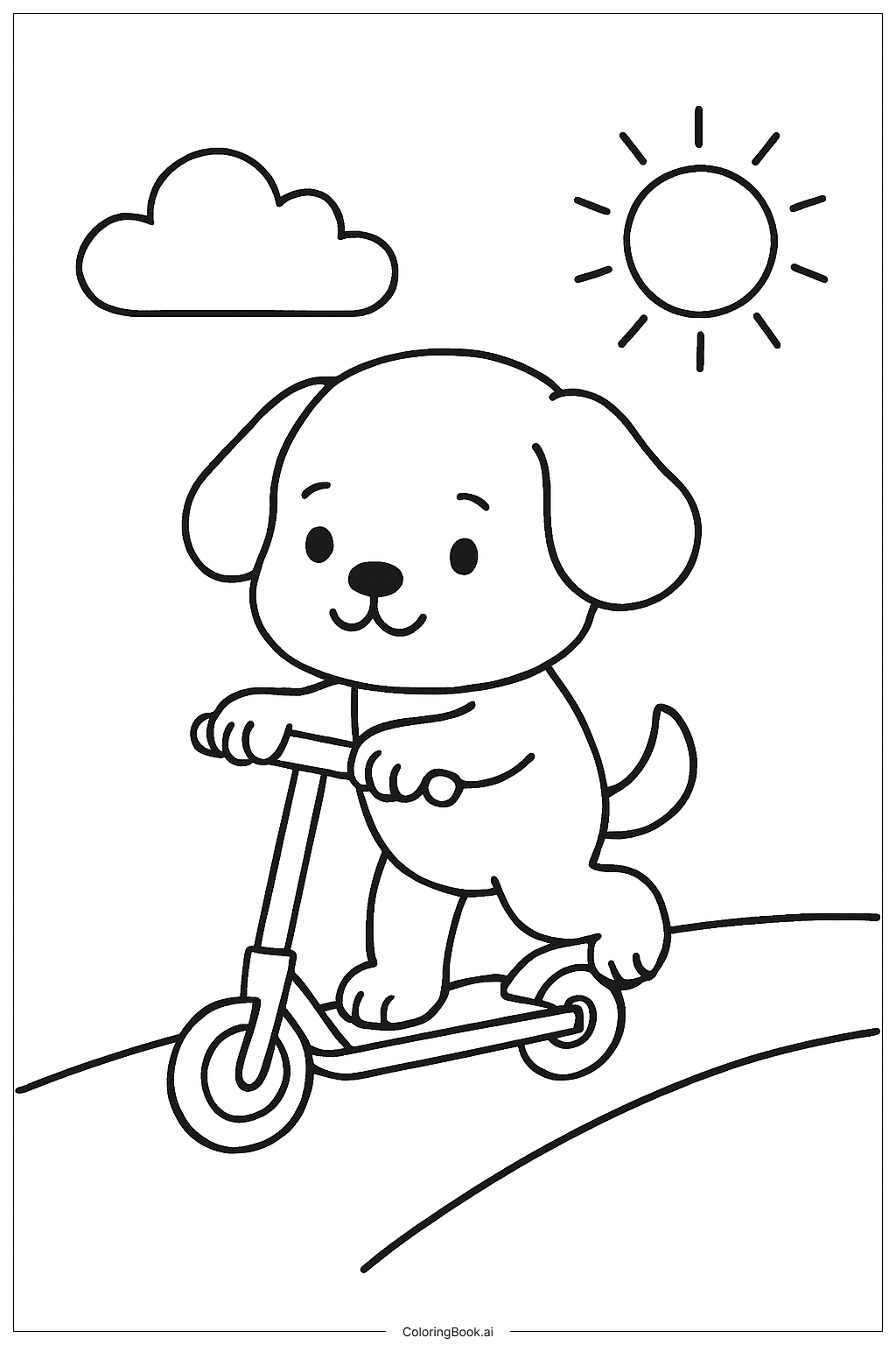 Puppy Dog Sitting Coloring Page (Free PDF&PNG Printable)