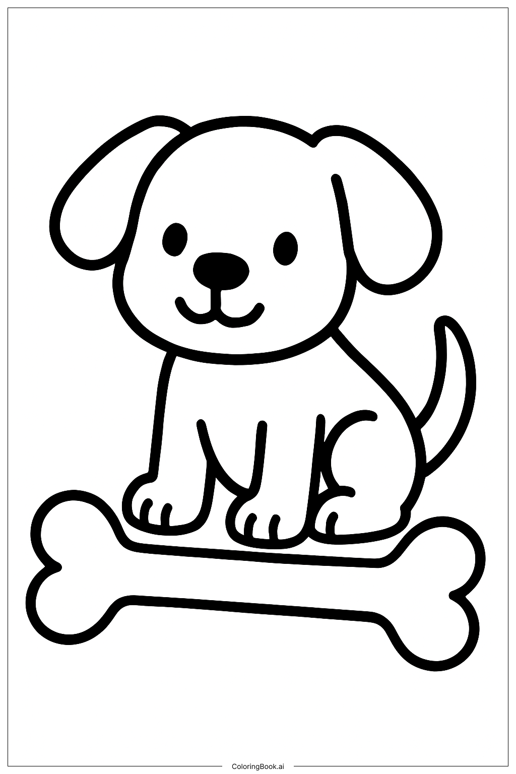 Puppy Dog With Bone Coloring Page (Free PDF&PNG Printable)