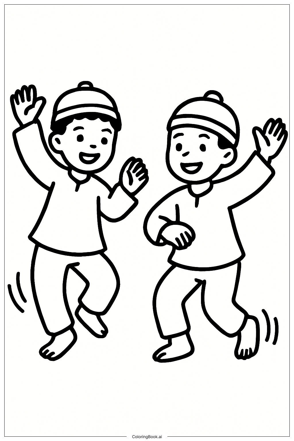 Saja Boys Holding Hands Coloring Page (Free PDF&PNG Printable)