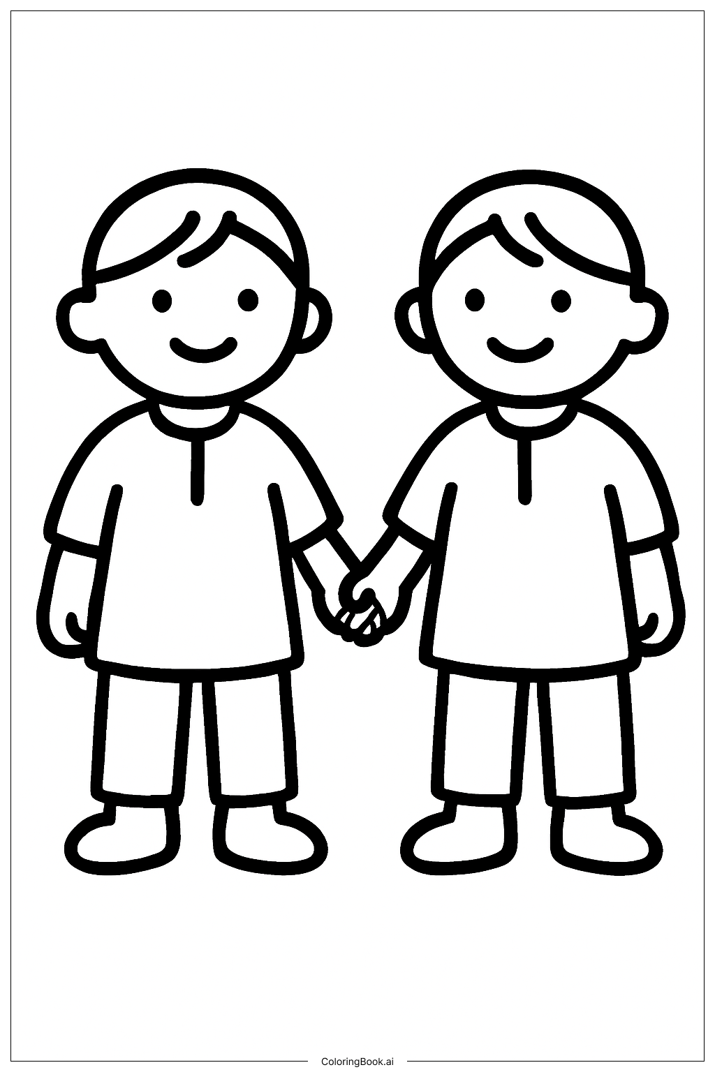 Saja Boys Holding Hands Coloring Page (Free PDF&PNG Printable)